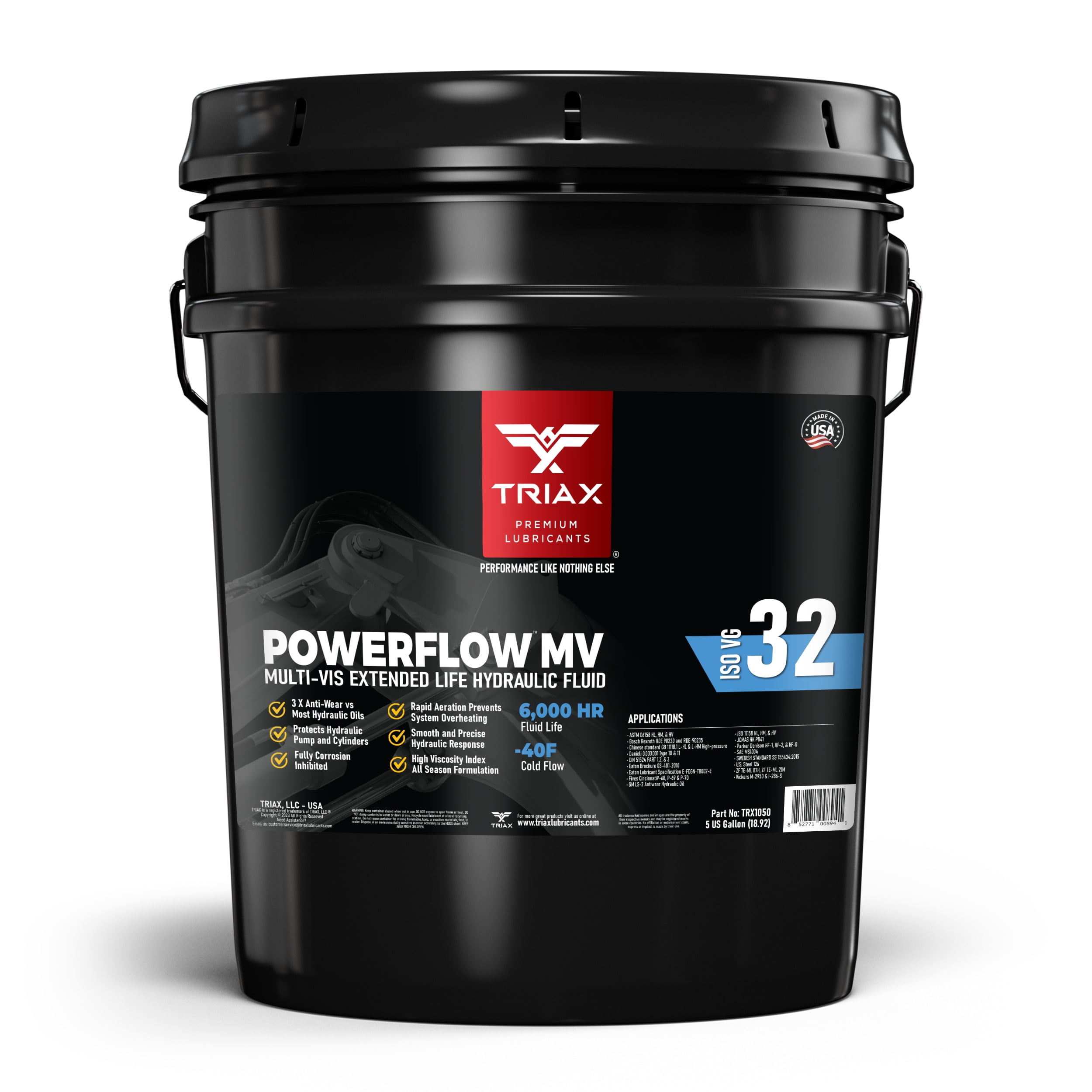 TRIAX Powerflow MV 32 Multi-Viscosity Hydraulic Oil, 5 Gallon Pail ...