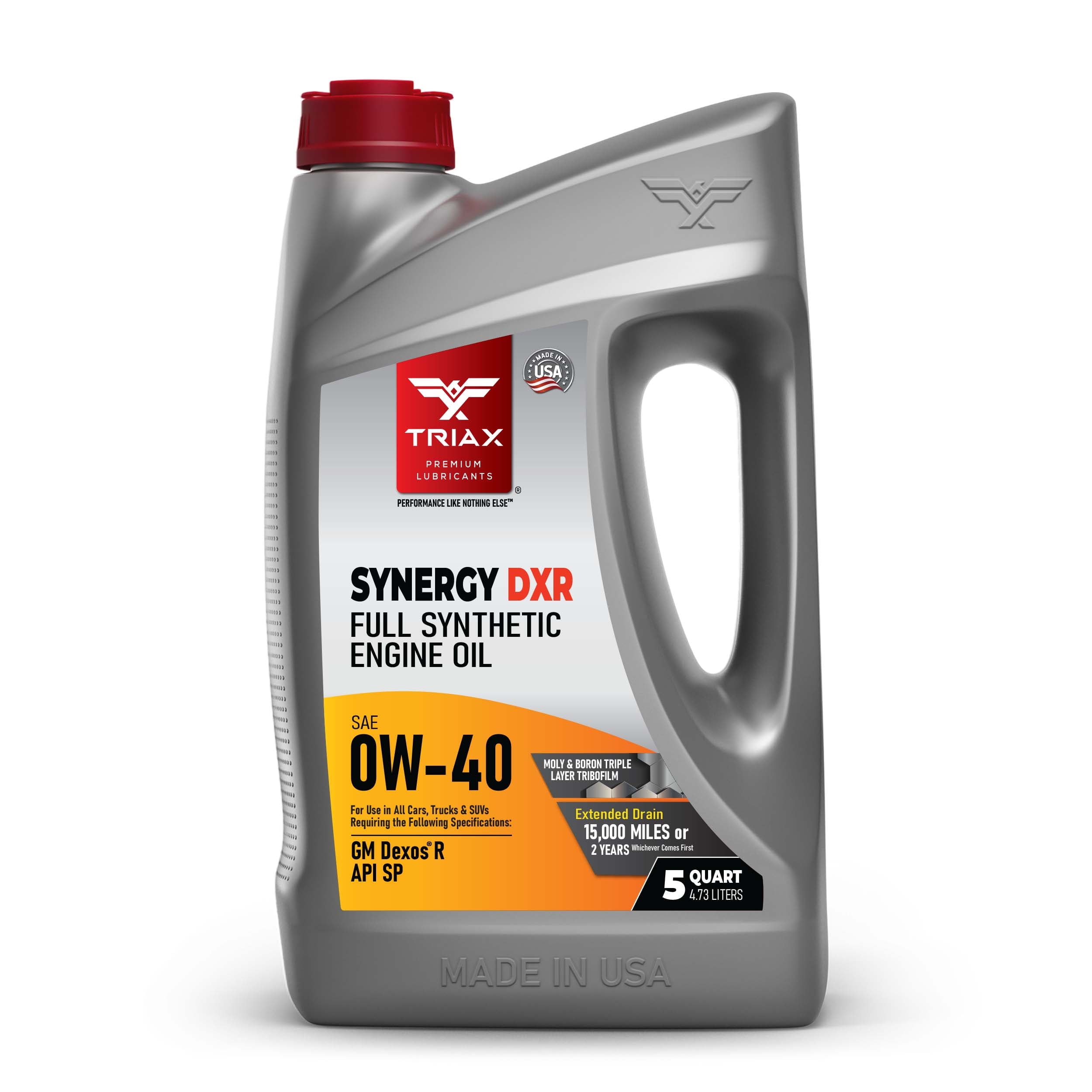 TRIAX Synergy DXR 0W-40 Full Synthetic Engine Oil 5 Quart, GM dexos R ...
