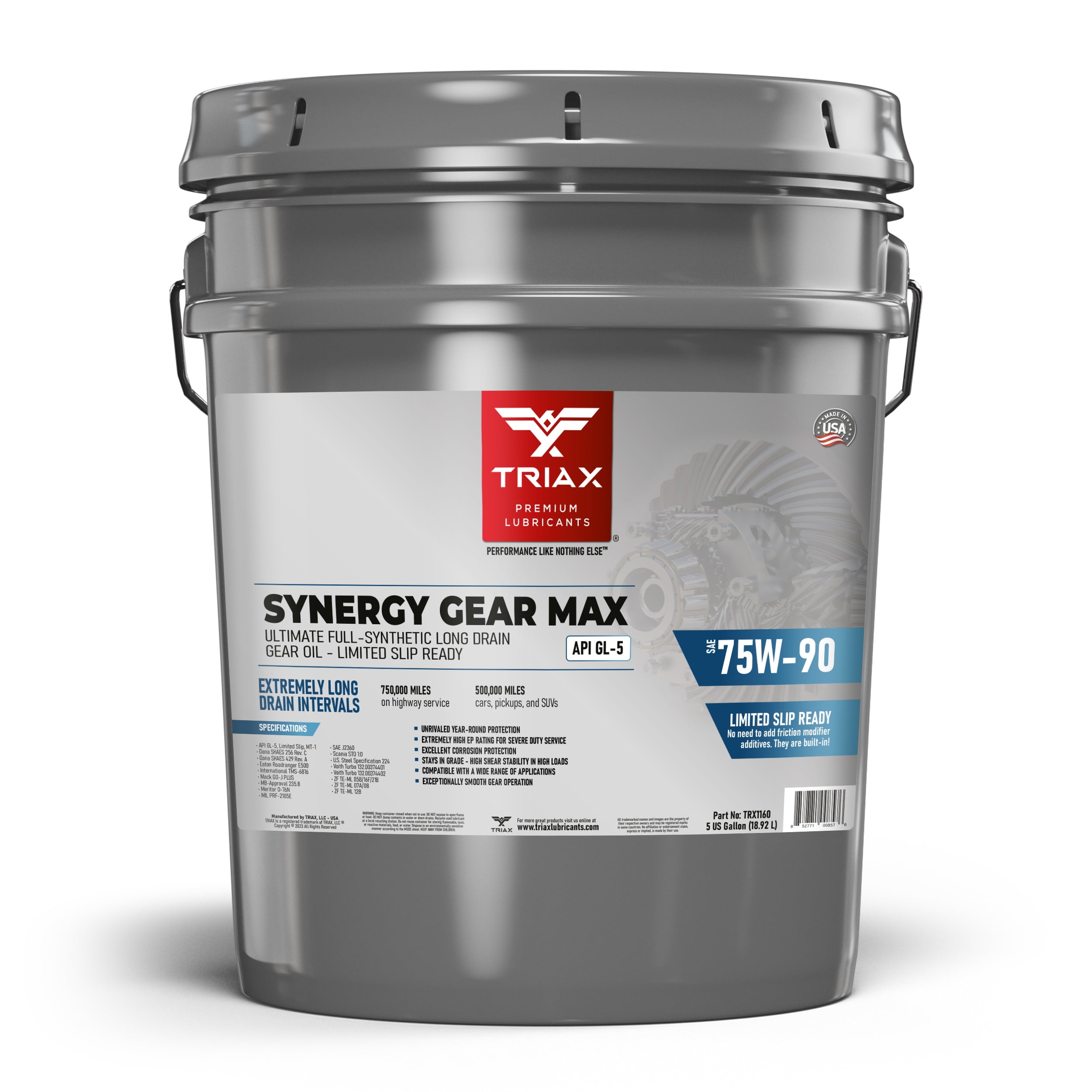 TRIAX Synergy Gear Max 75W-90 GL-5 Full Synthetic Gear Oil, 5 Gallon ...