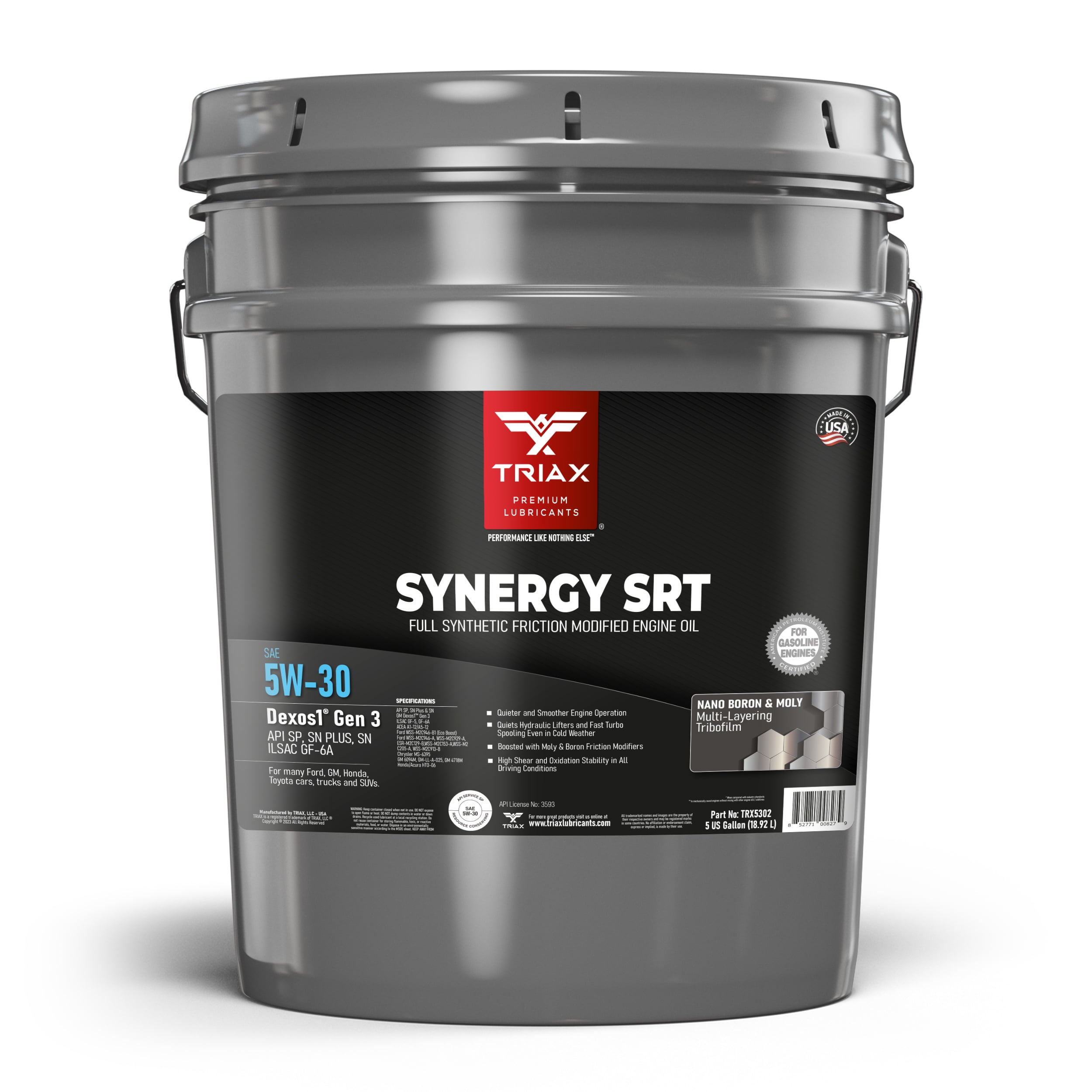 TRIAX Synergy SRT 5W-30 Full Synthetic Engine Oil, 5 Gallon Pail ...