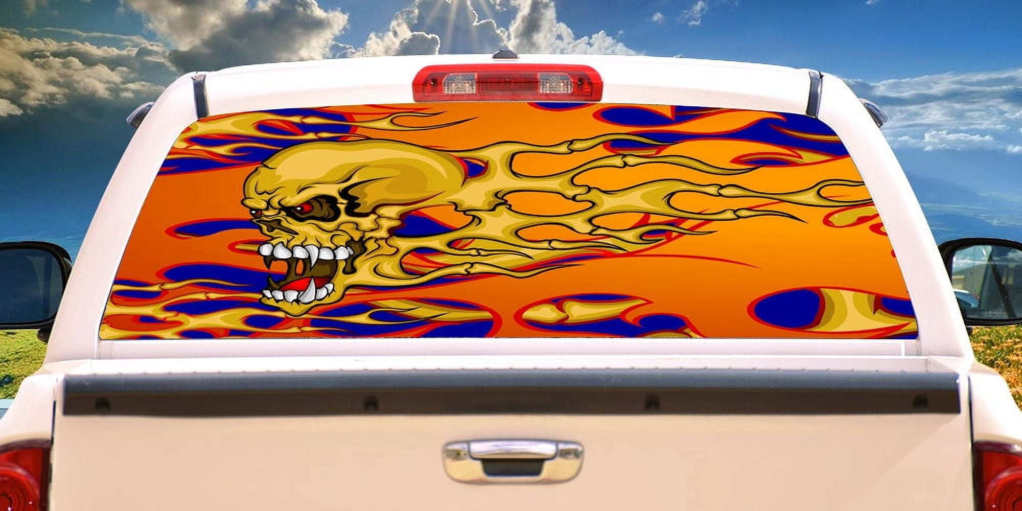 TRIBAL SKULL Rear Window Graphic back truck decal suv view thru vinyl ...