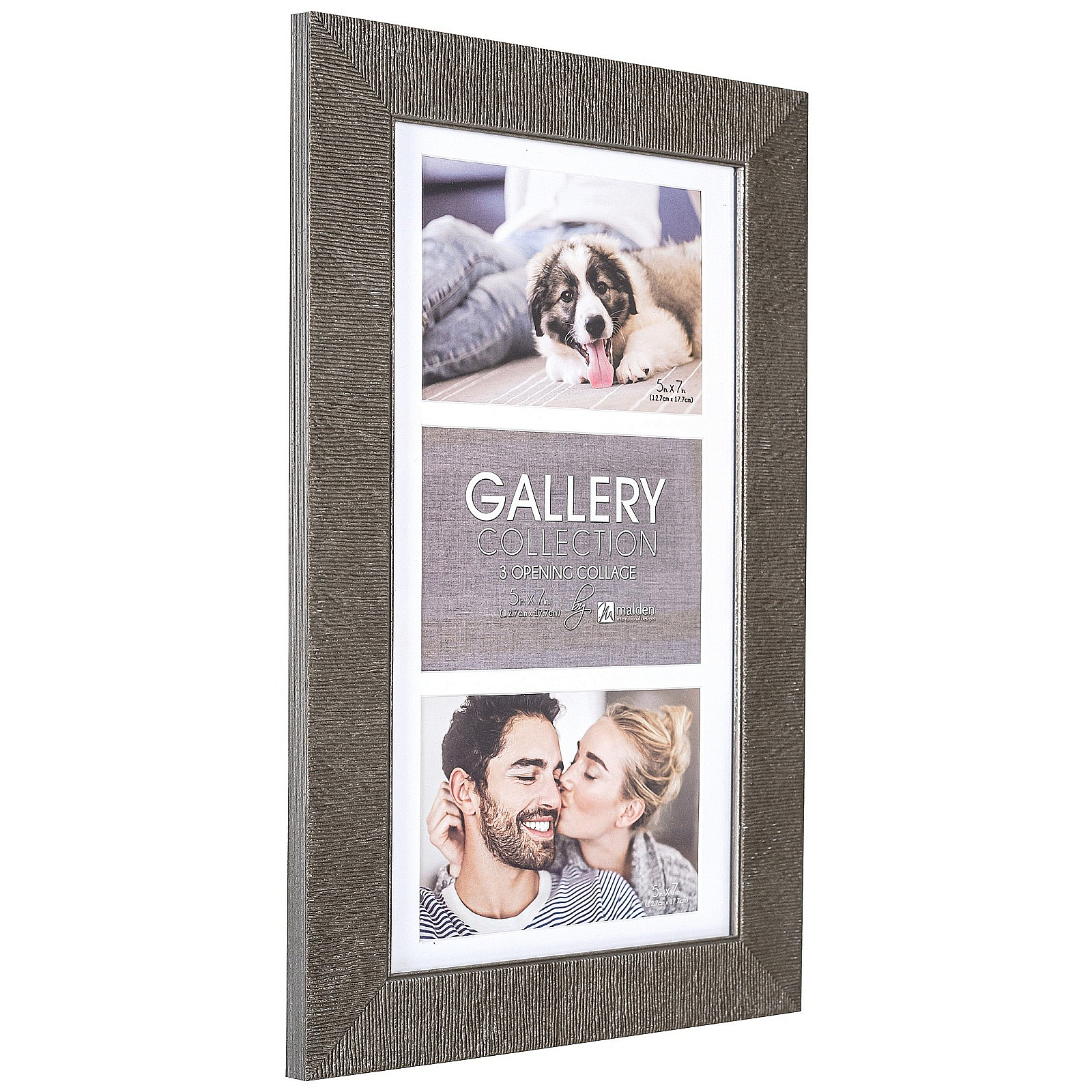 Tribeca Pewter Textured Wall Frame for 3 Photos