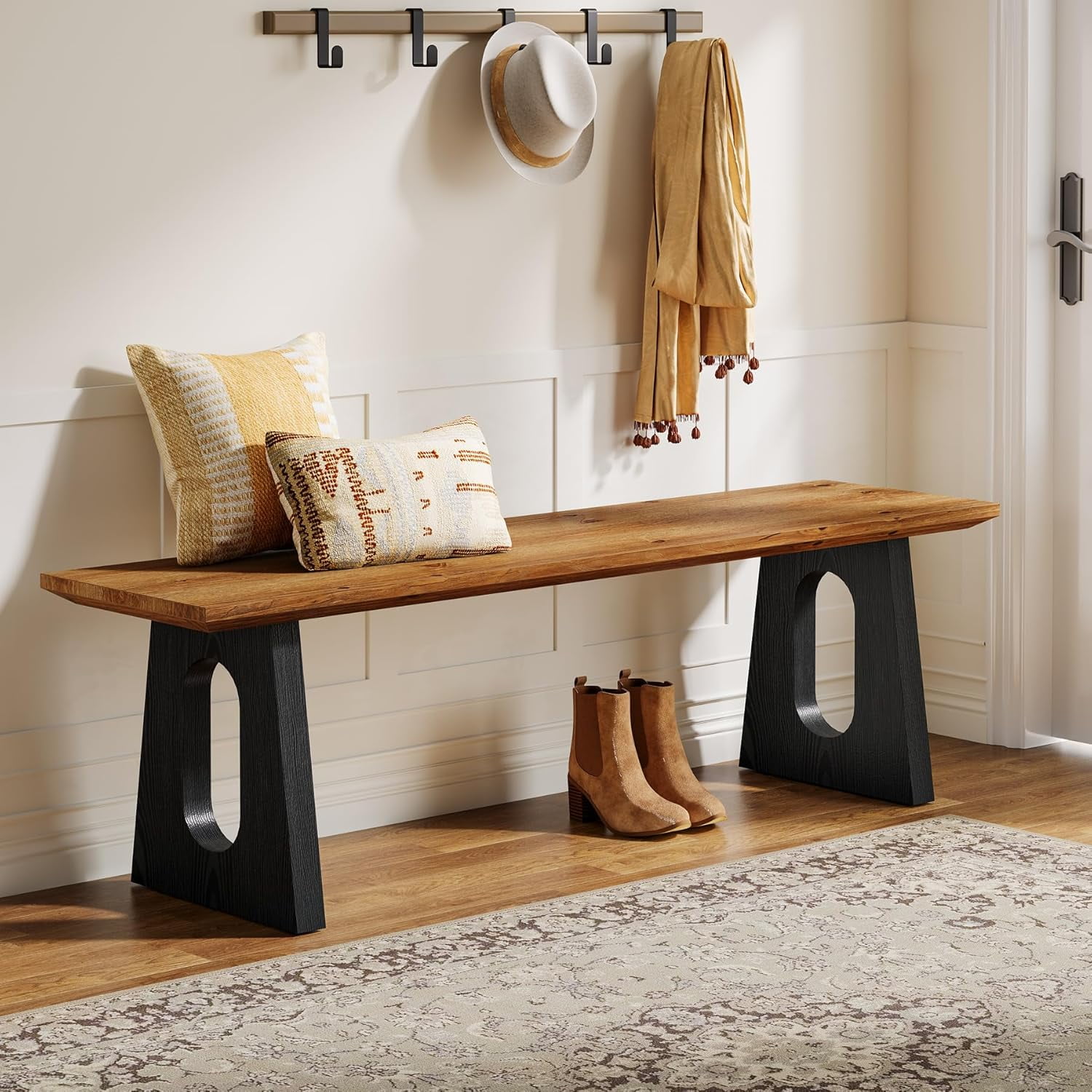 TRIBEWOOD 47" Solid Wood Entryway Bench - Walmart.com