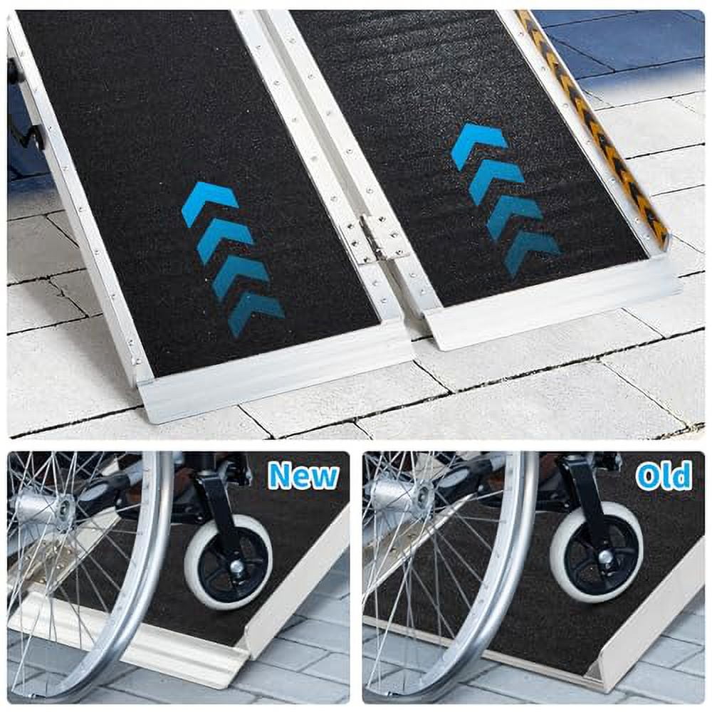 TRIBLE SIX 4FT Non-Skid Wheelchair Ramp for Home Steps Aluminum Scooter ...