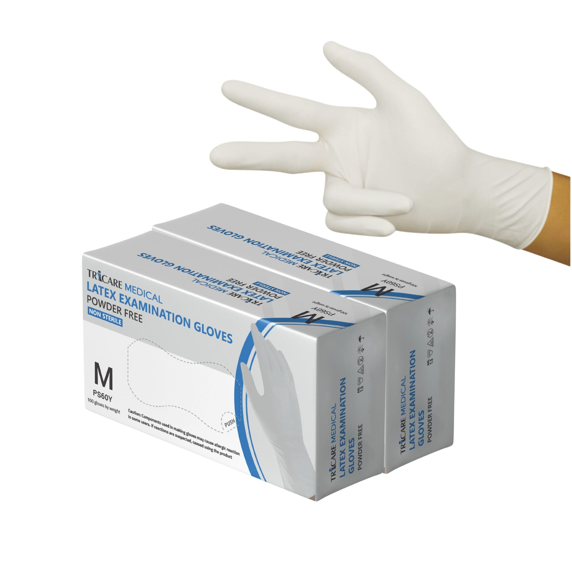 TRICARE Medical Disposable Latex Examination Gloves, Medium, 200 Count ...