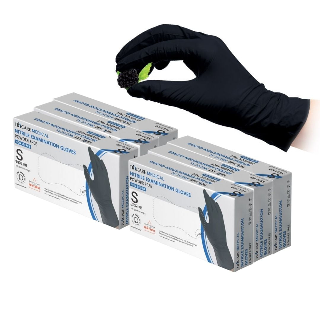 TRICARE Medical Nitrile Exam Gloves, Small, 600 Count, Berry Black ...
