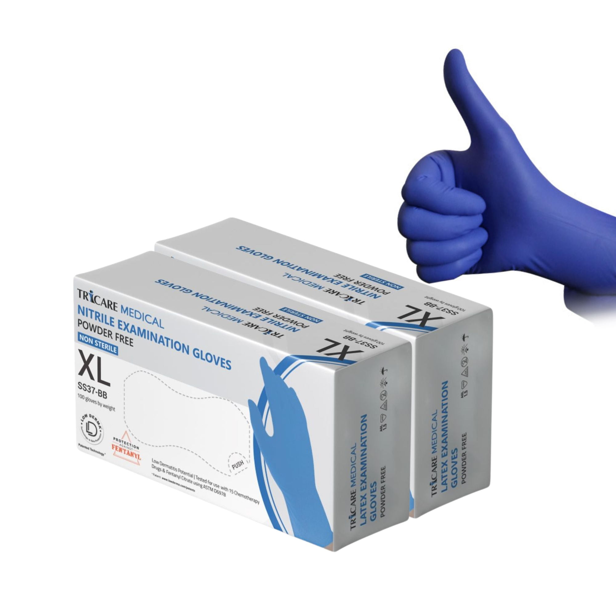 TRICARE Medical Nitrile Exam Gloves, x-Large, 200 Count, Blue, Low ...