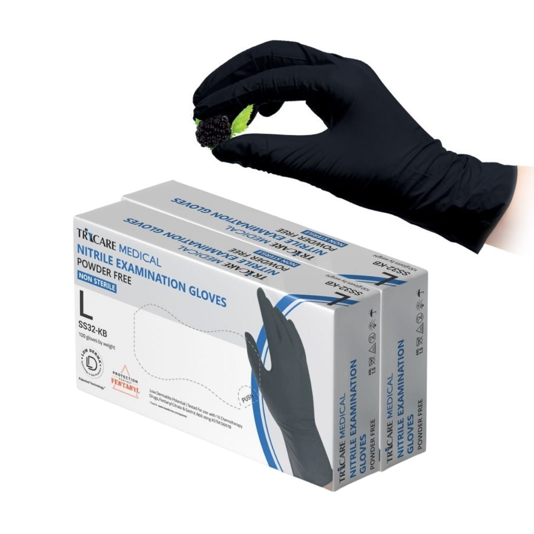 TRICARE Medical Nitrile Exam Gloves, Large, 200 Count, Berry Black ...