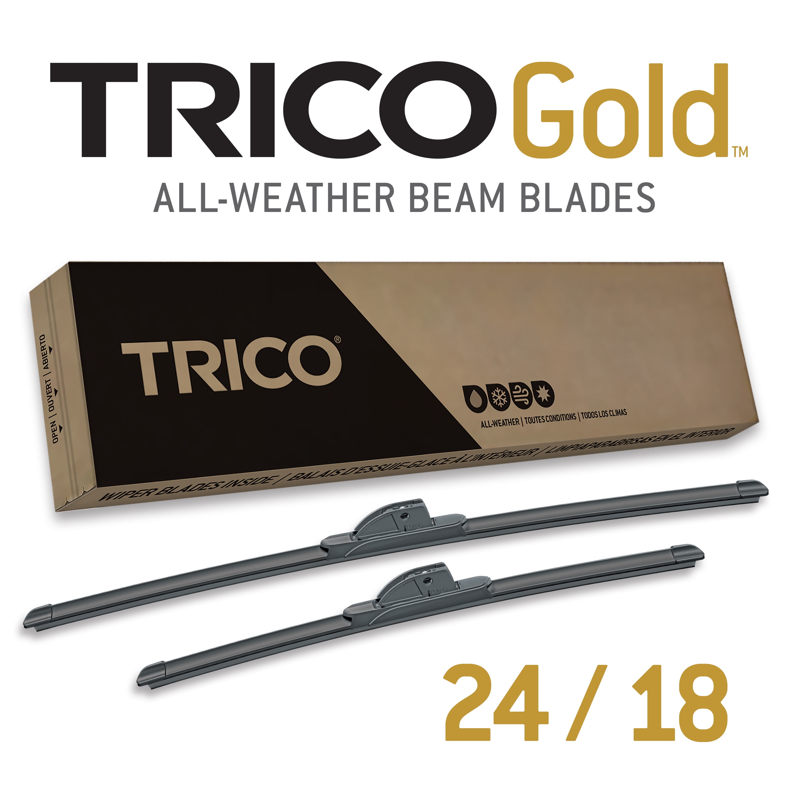 TRICO Gold 2 Pack All Weather Automotive Replacement Wiper Blades 24 ...