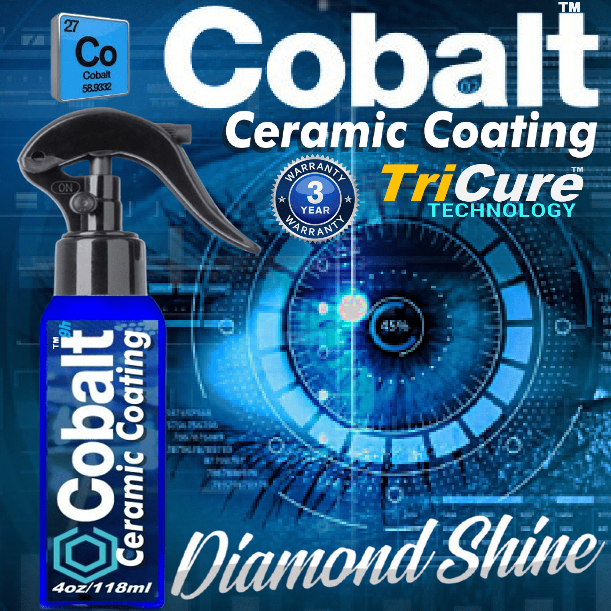 TRICURE TECHNOLOGY SIO2 BRANDS COBALT CERAMIC CAR COATING SPRAY PAINT ...