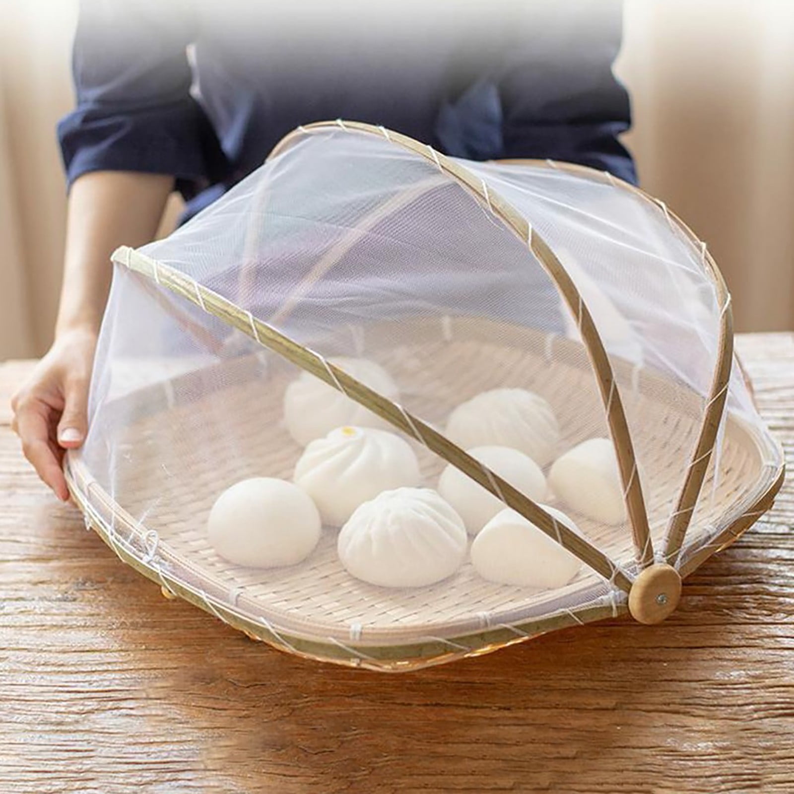 TRIEIY Food Storage Containers With Lids Insect-Proof Bamboo Basket ...