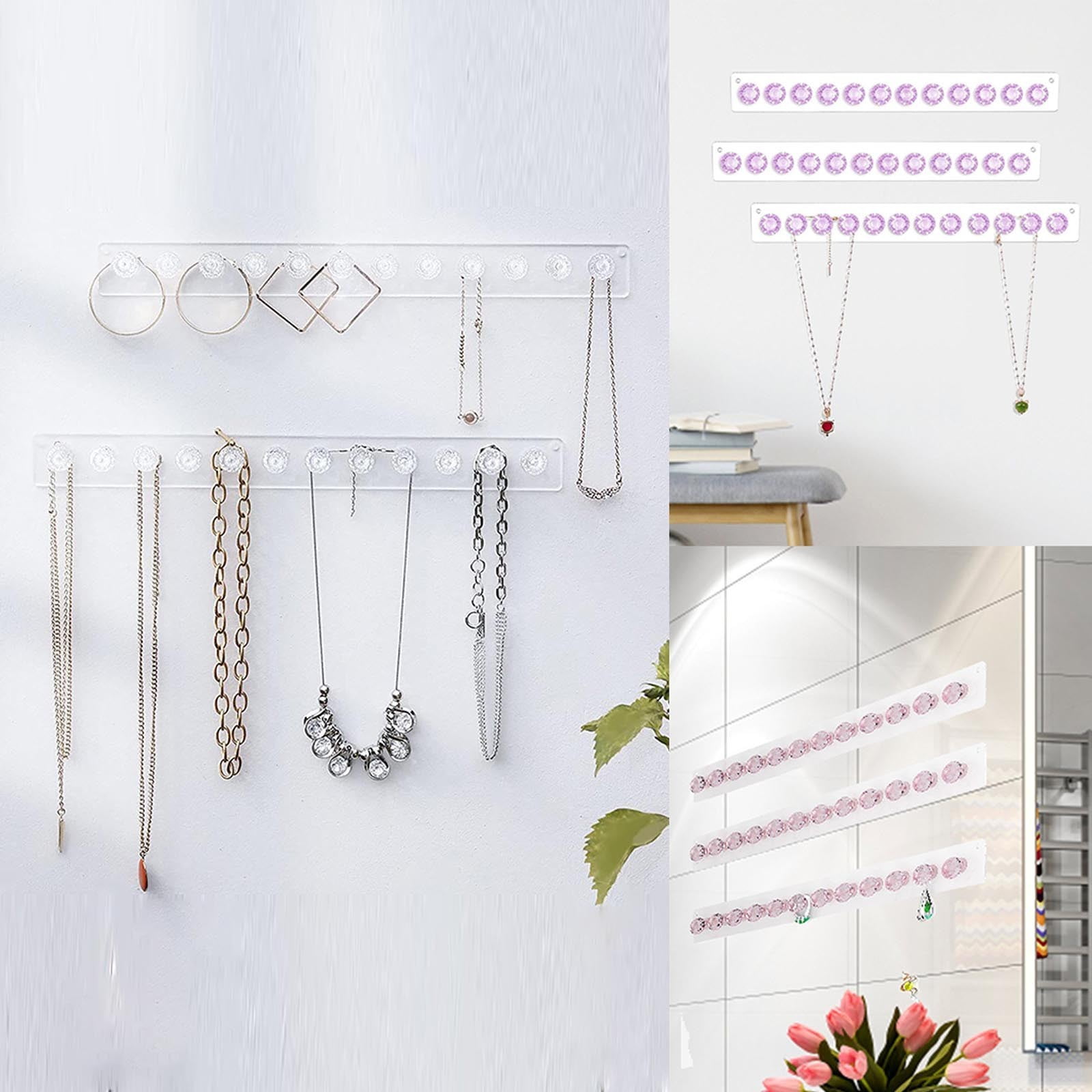 TRIEIY Necklace Organizer Transparent Acrylic Necklace Storage Rack ...