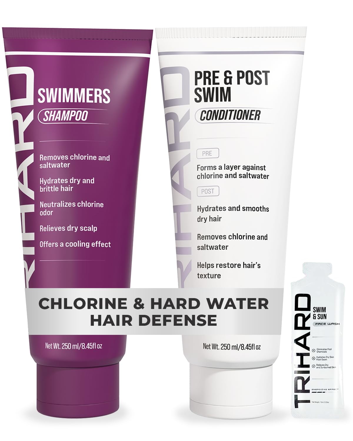 TRIHARD Swim Shampoo and Conditioner Combo | Chlorine Removal for ...