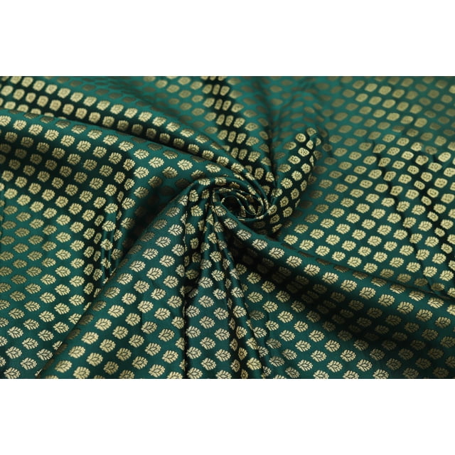 TRILOKI Flower Fabric Green Brocade Embroidery Poly Brocade 44 Sewing ...
