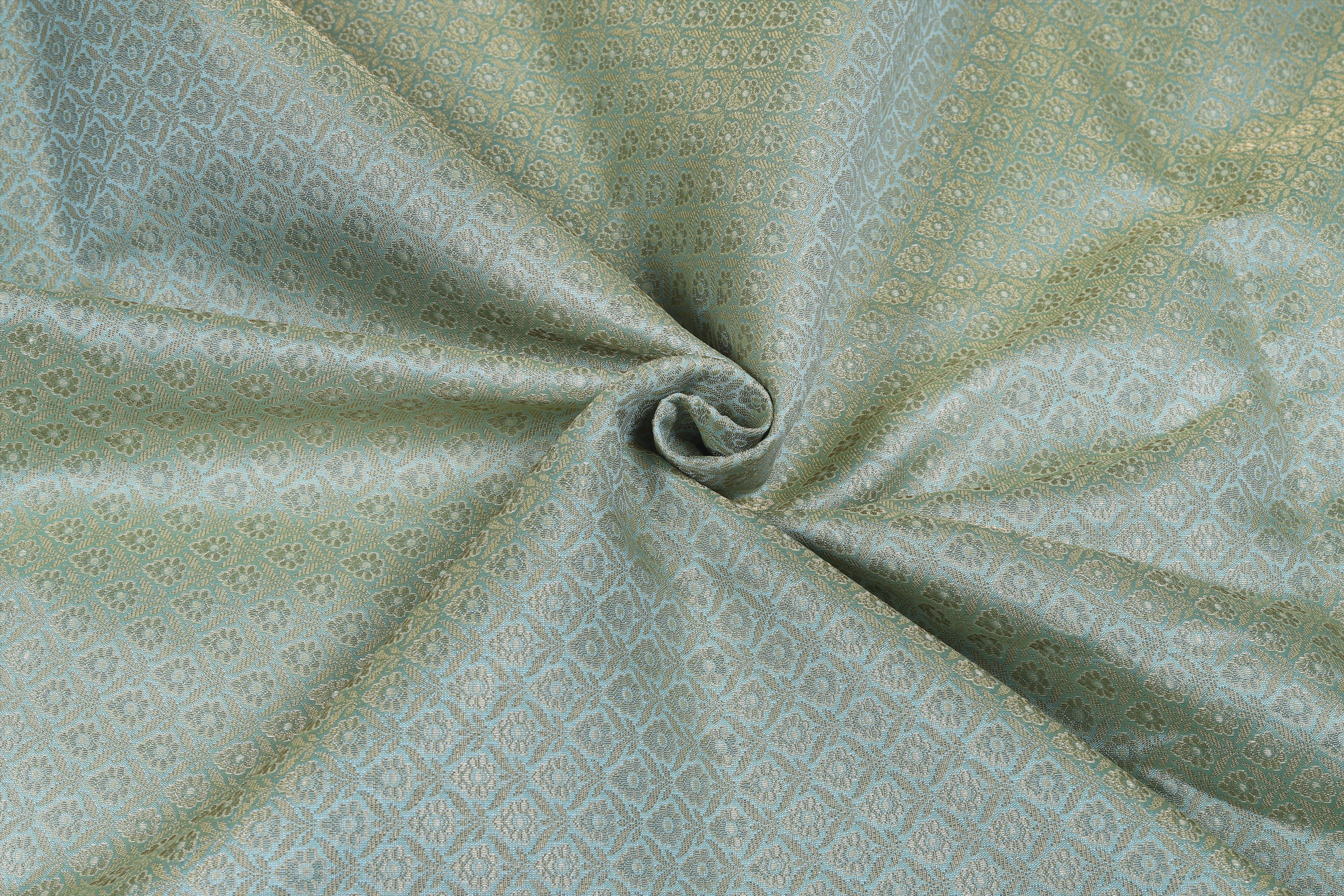 TRILOKI Flower Fabric Light Blue Brocade Embroidery Poly Brocade 44 ...