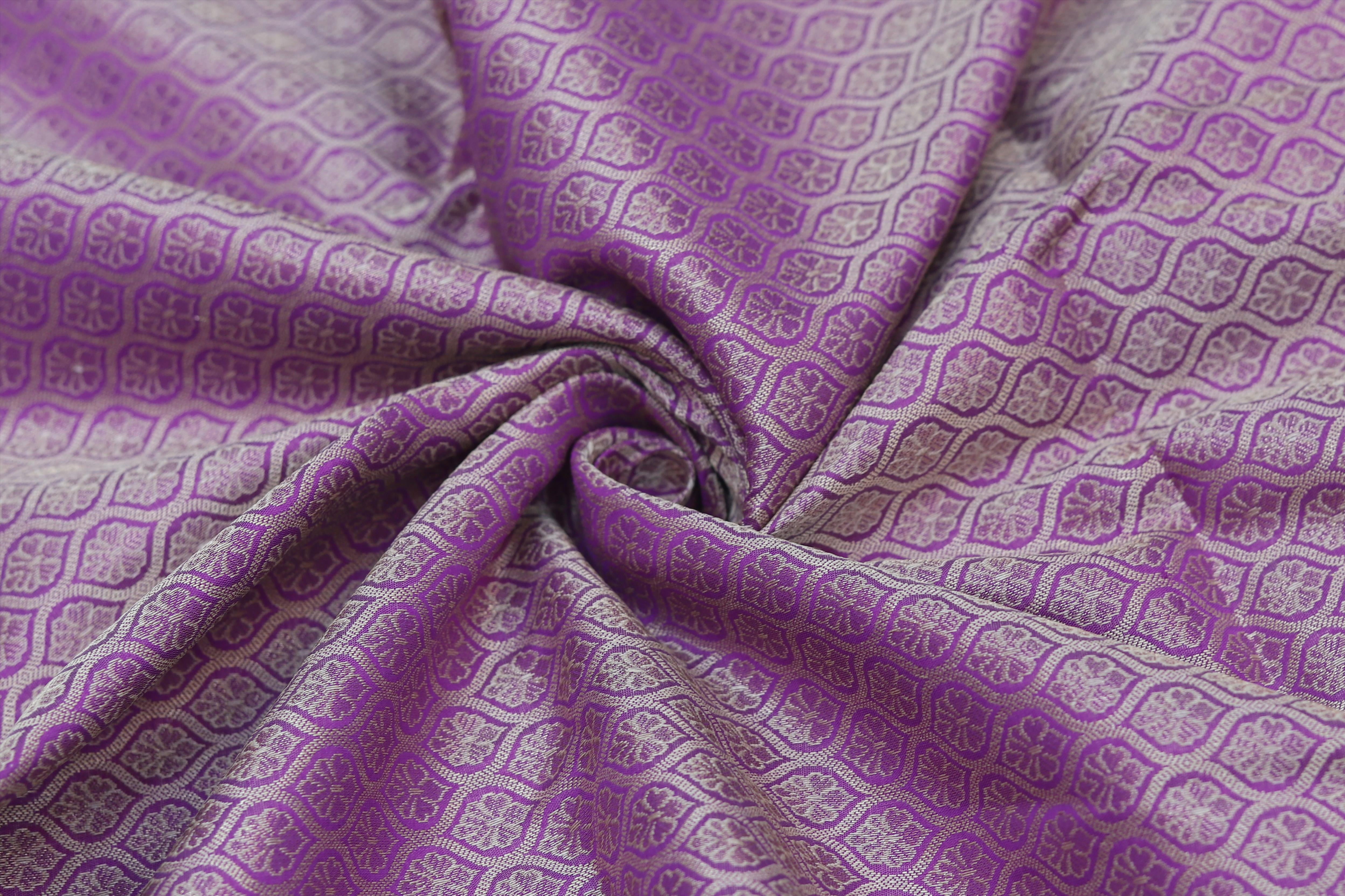 TRILOKI Flower Fabric Purle Brocade Embroidery Poly Brocade 44 Sewing DIY Crafting Fashion ...