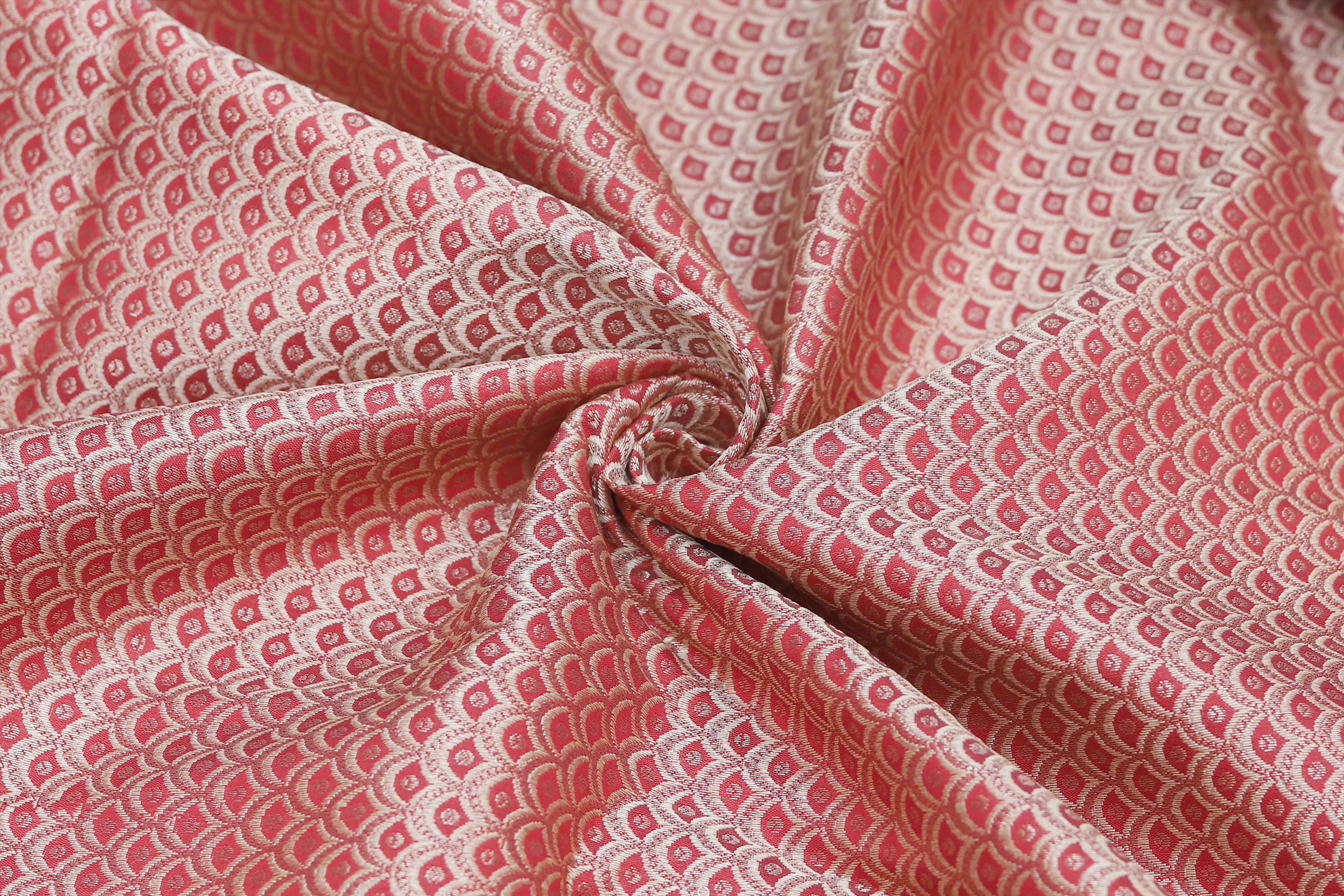 TRILOKI Geometric Fabric Red Brocade Embroidery Poly Brocade 44 Sewing ...