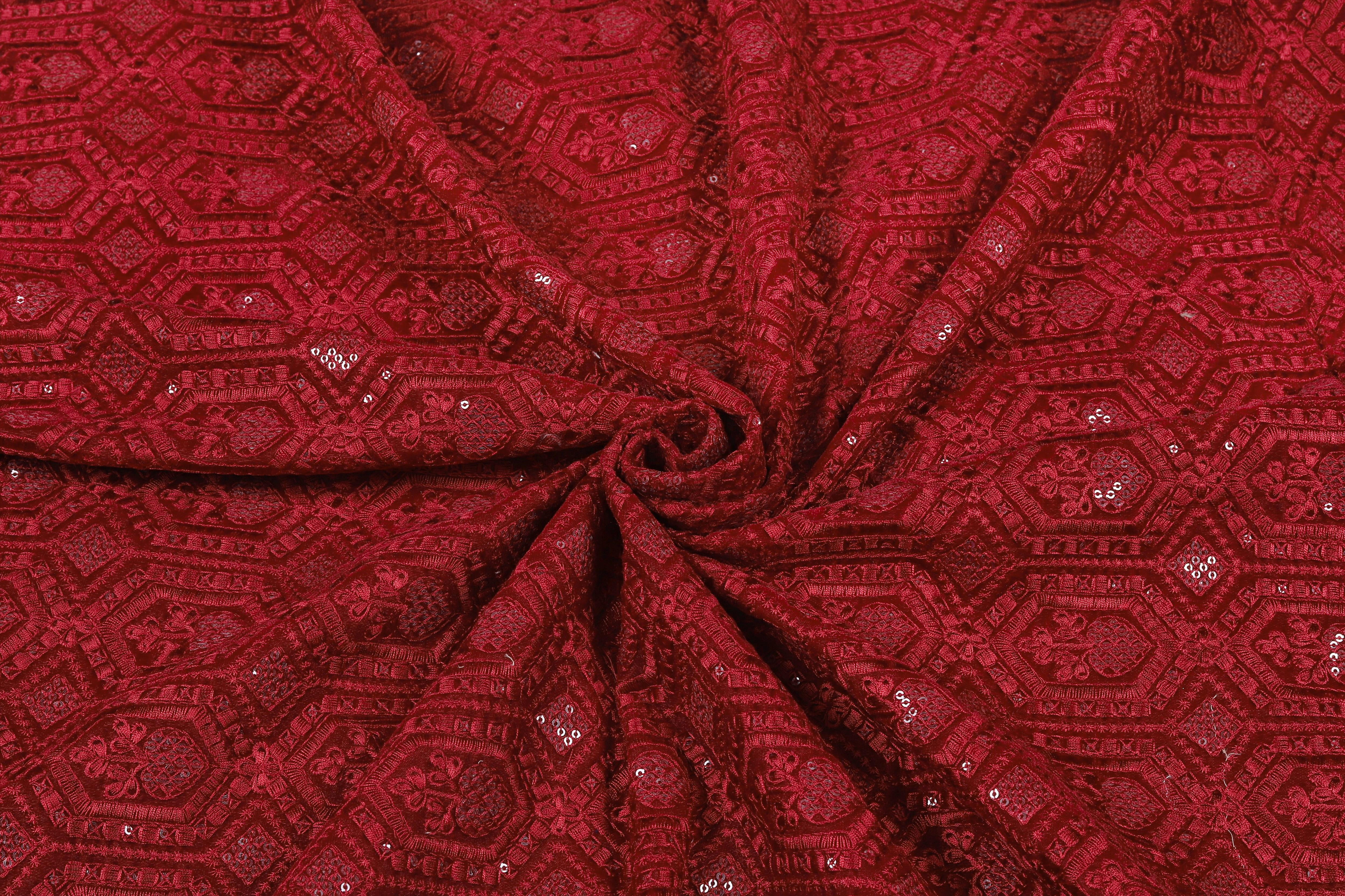 TRILOKI Maroon Velvet Embroidery DIY Arts & Crafts, Sewing, Wedding ...