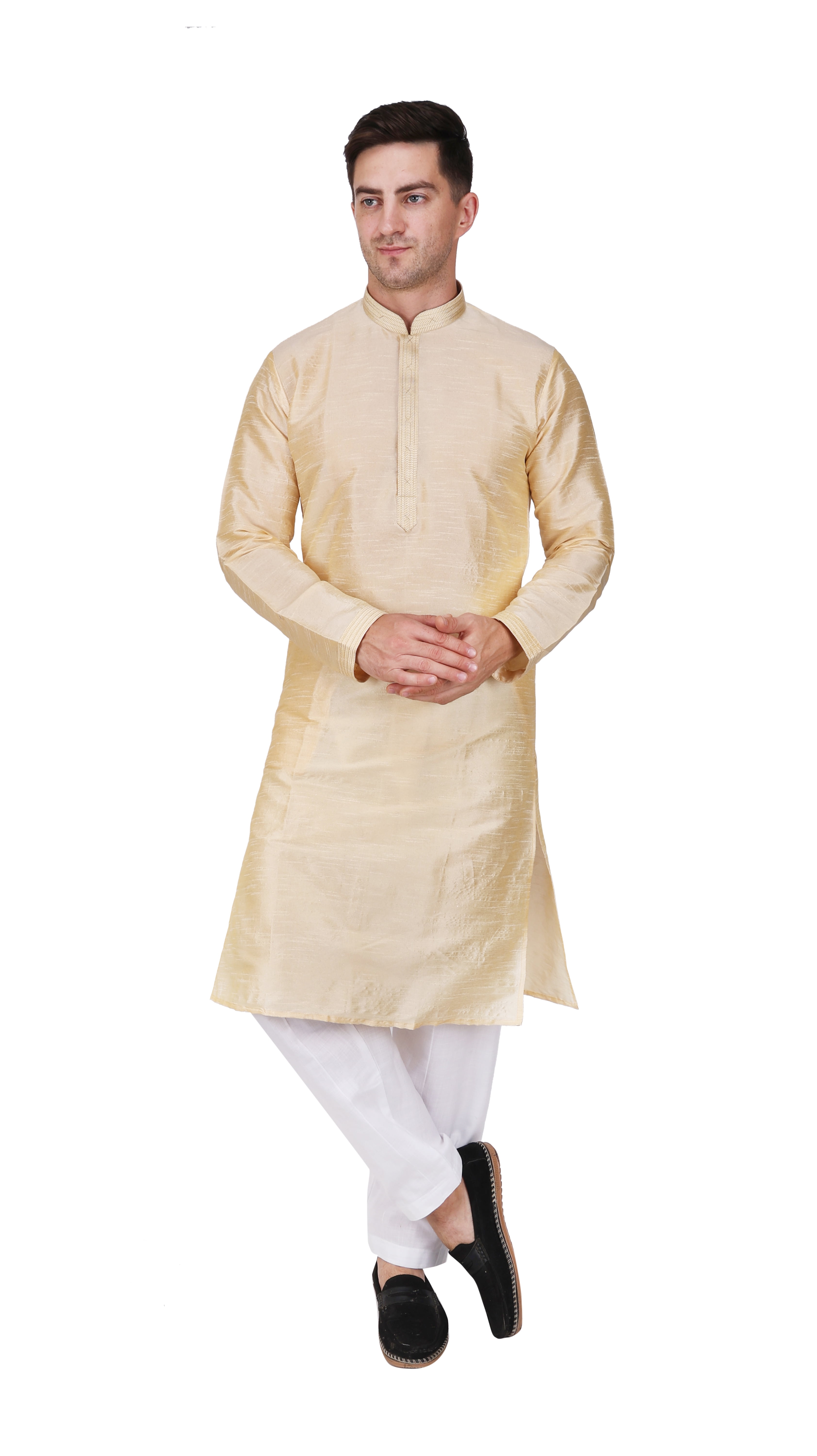 TRILOKI Mens Kurta Pajama Set Art Silk Ethnic Indian Traditional Wear ...