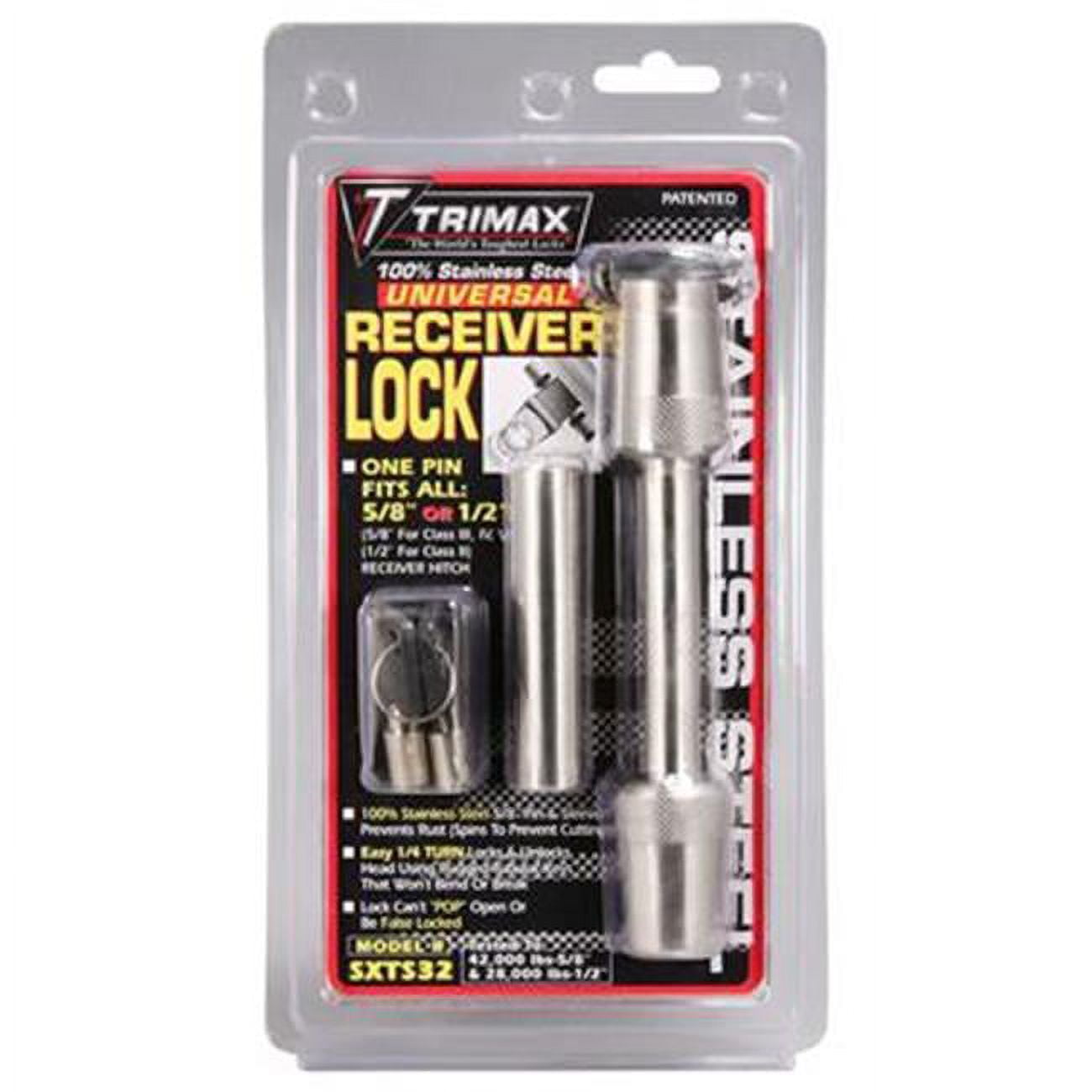TRIMAX SXTS32 Receiver Lock - 0.5 In., 0.62 In. - Stainless Steel ...