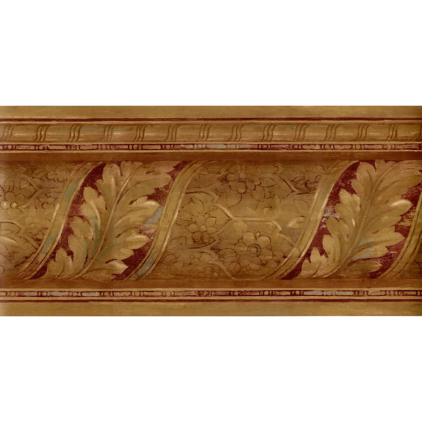 TRIMZ Architectural Acanthus Scroll Leaf Wallpaper Border - Brown, Gold ...