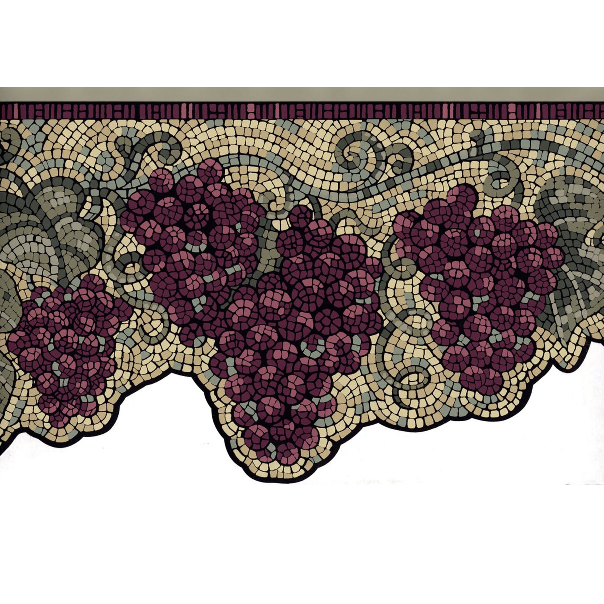 TRIMZ Scalloped Mosaic Timeless Grape Kitchen Wallpaper Border, Pre ...