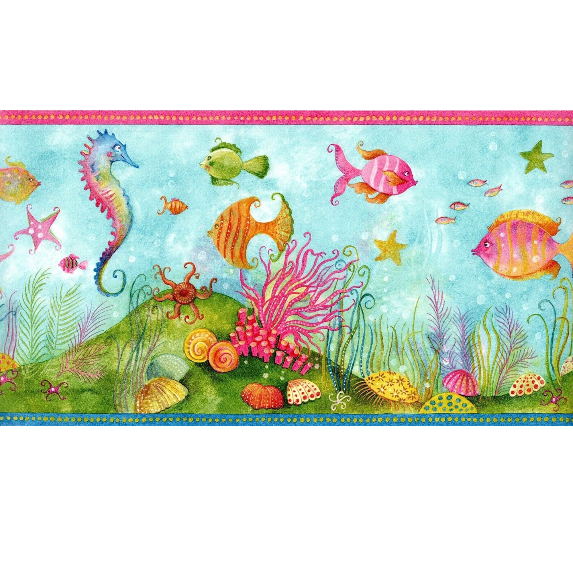 TRIMZ Pre-pasted Tropical Fish Under The Sea Ocean Wallpaper Border for ...