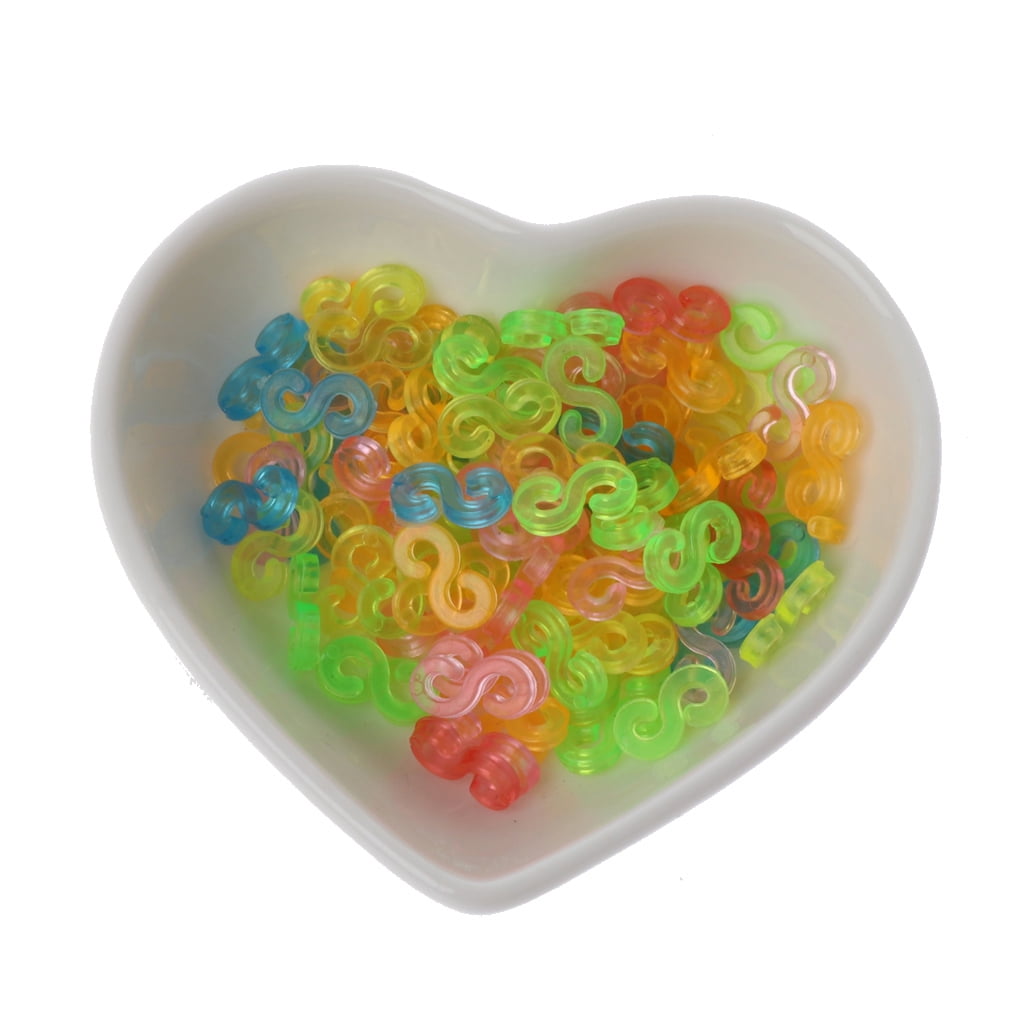 TRINGKY 100pcs Kids Mix Colors C-Clips S-Clips Rubber Braided Bands ...