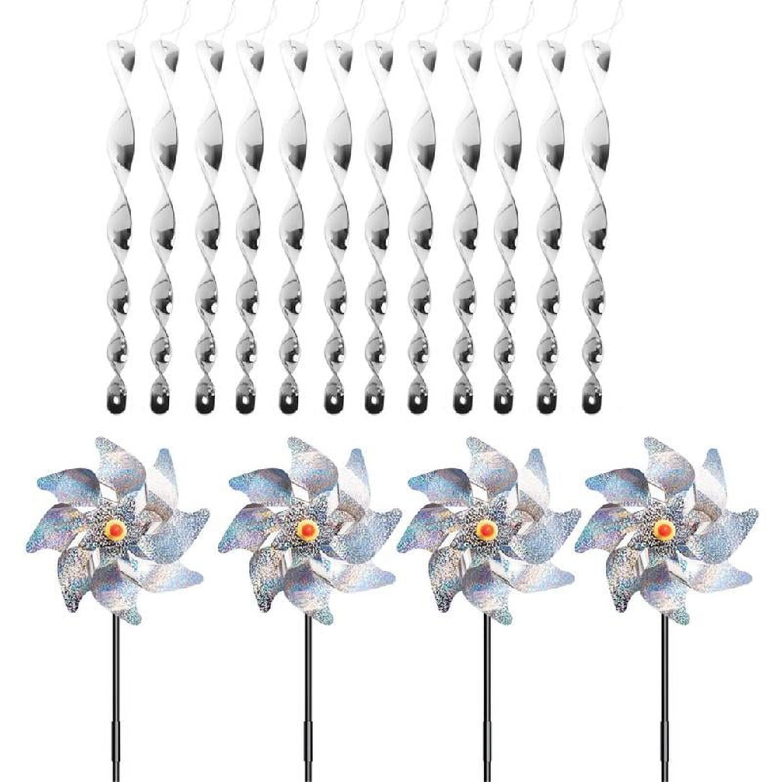 TRINGKY 12 Pieces Bird Repellent Reflective Scare Rods Birds Deterrent ...