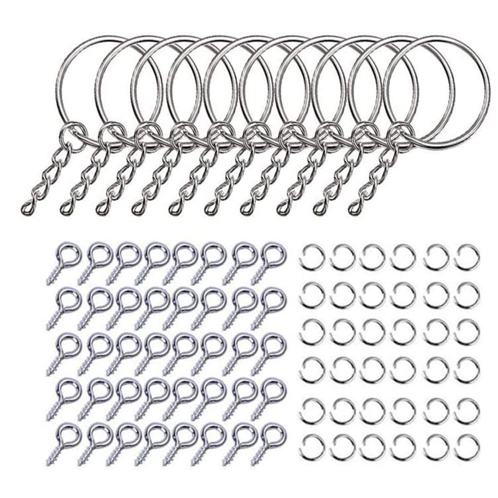 TRINGKY 220x Keychain Rings with Jump Rings and Screw Eye Pin Bulk for ...
