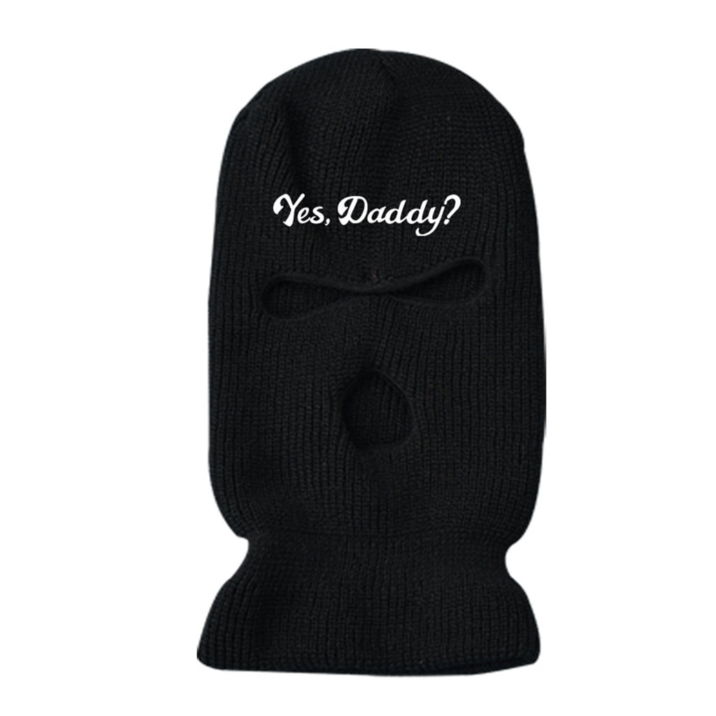 TRINGKY 3 Holes Knit Hat yes daddy Embroidered Beanie Hat Party Costume ...