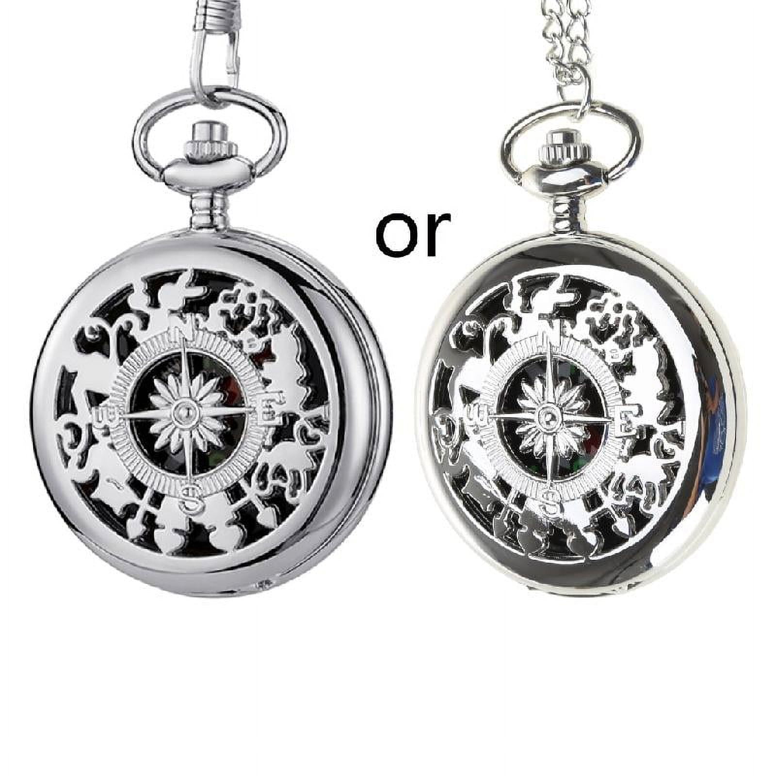 TRINGKY Engrave Pocket Watch Compass Retro Hiking Belt Chain Camping ...