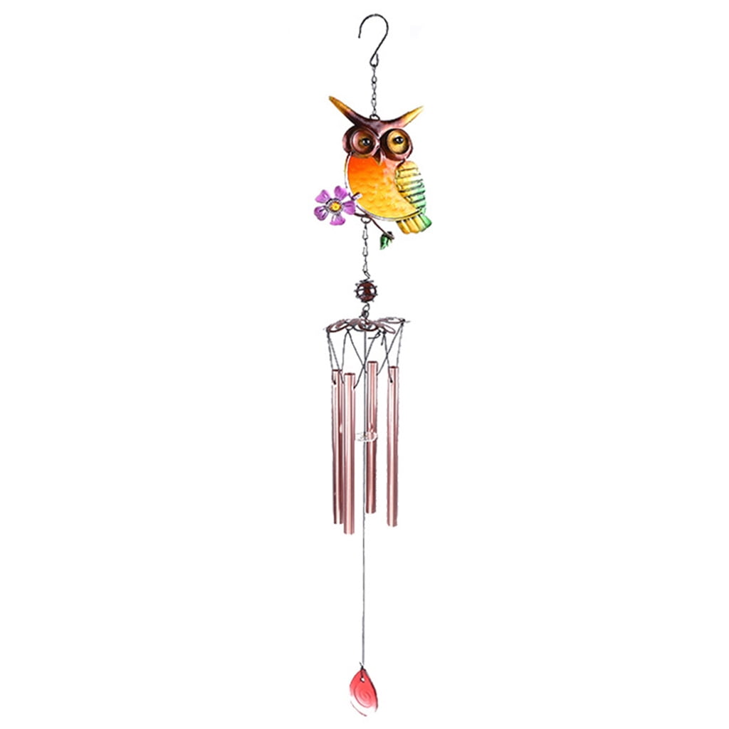 TRINGKY Indoor Outdoor Metal Wind Chimes Owl Painted Ornaments Memorial ...