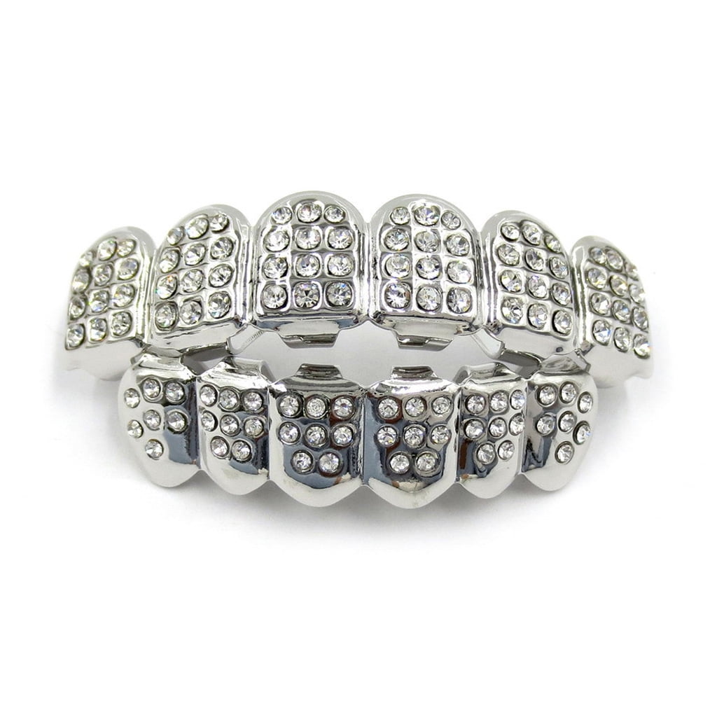 TRINGKY Niche Plated Gold/Silver Teeth Braces with Diamond Hip Hop ...
