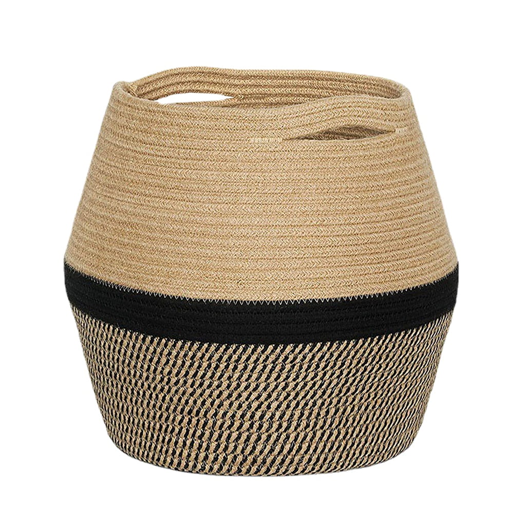 TRINGKY Nordic Handmade Straw Laundry Picnic Toy Storage Basket Macrame ...