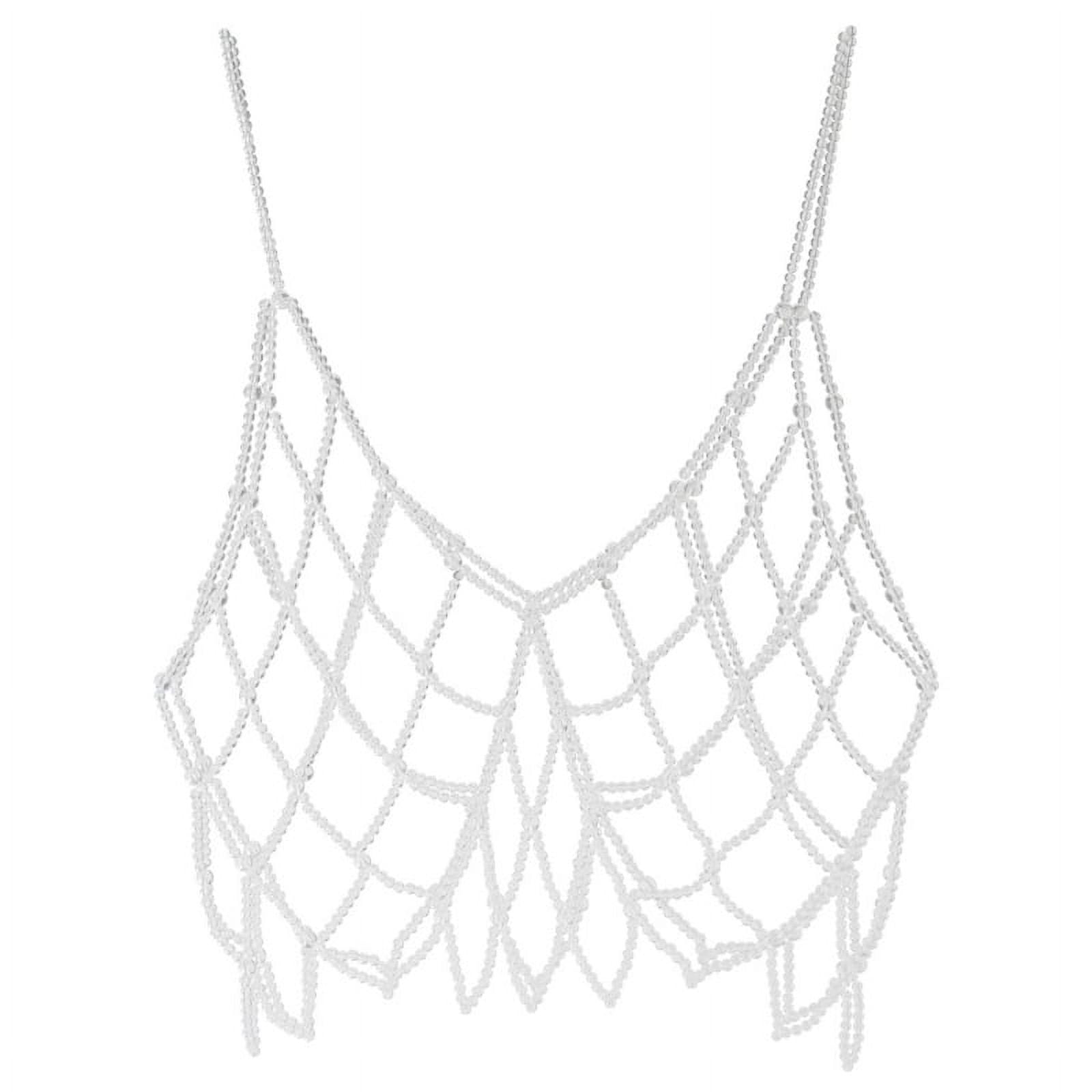 TRINGKY Women Handmade Woven Body Chain Camisole Pearl Crystal Beaded ...