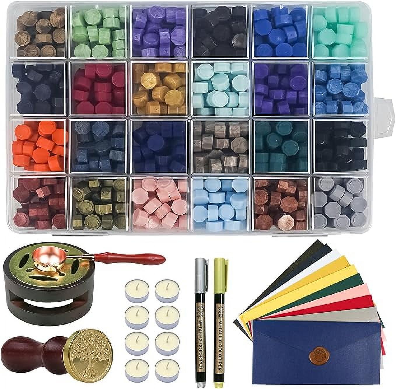 TRINIDa Wax Seal Kit, Wax Seal Stamp Kit with 24 Colors 624 Pcs Wax ...