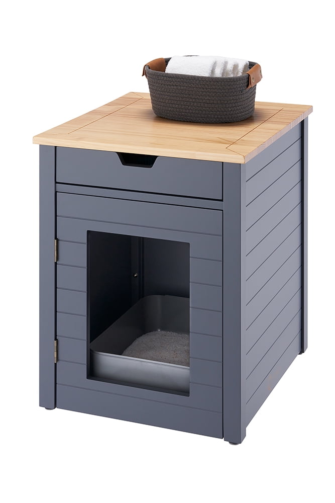 TRINITY | 20" Litter Box Enclosure End Table w/ Drawer | Dark Gray ...