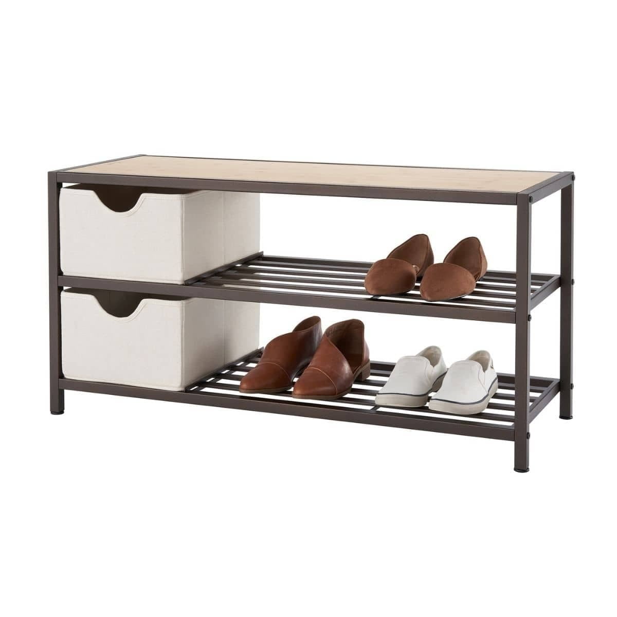 TRINITY 3-Tier Shoe Bench w/ Baskets - Bronze Anthracite® - Walmart.com