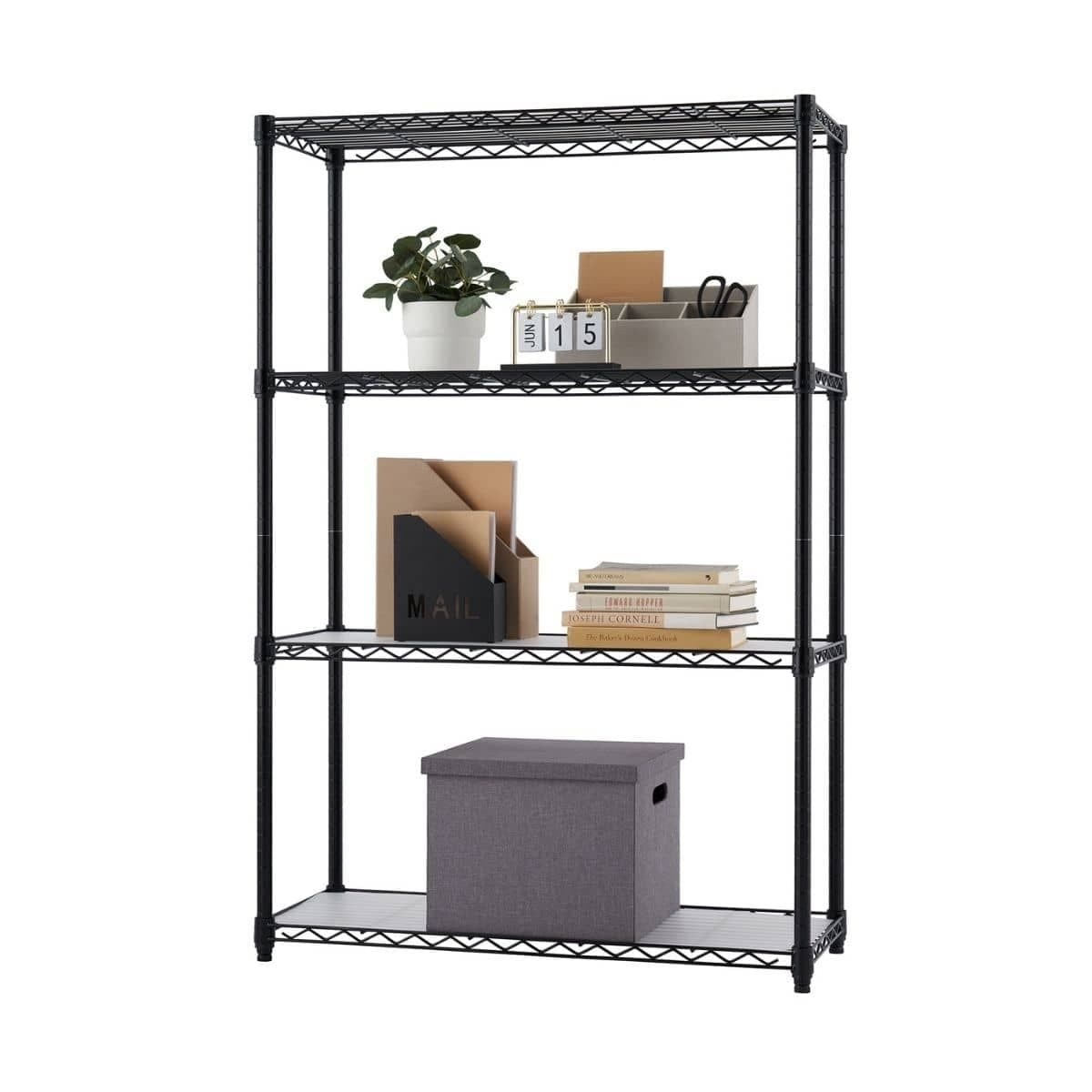 TRINITY 4-Tier Commercial Wire Shelving Rack w/ Liners, 36x14x54 ...