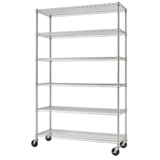 TRINITY 6-Tier Wire Shelving Rack, 48"x18"x72" - Walmart Business Supplies