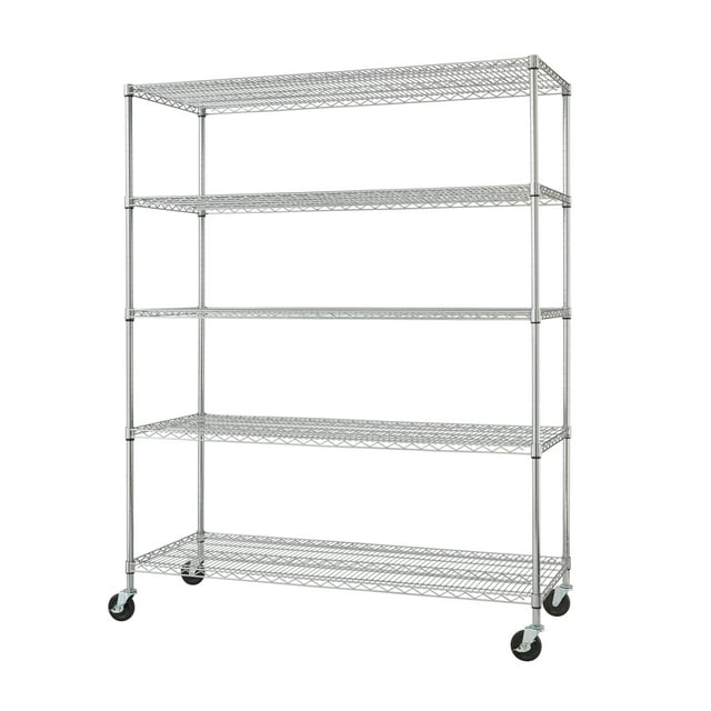 TRINITY BASICS® EcoStorage® 5-Tier 60x24x72 Wire Shelving w/ Wheels ...