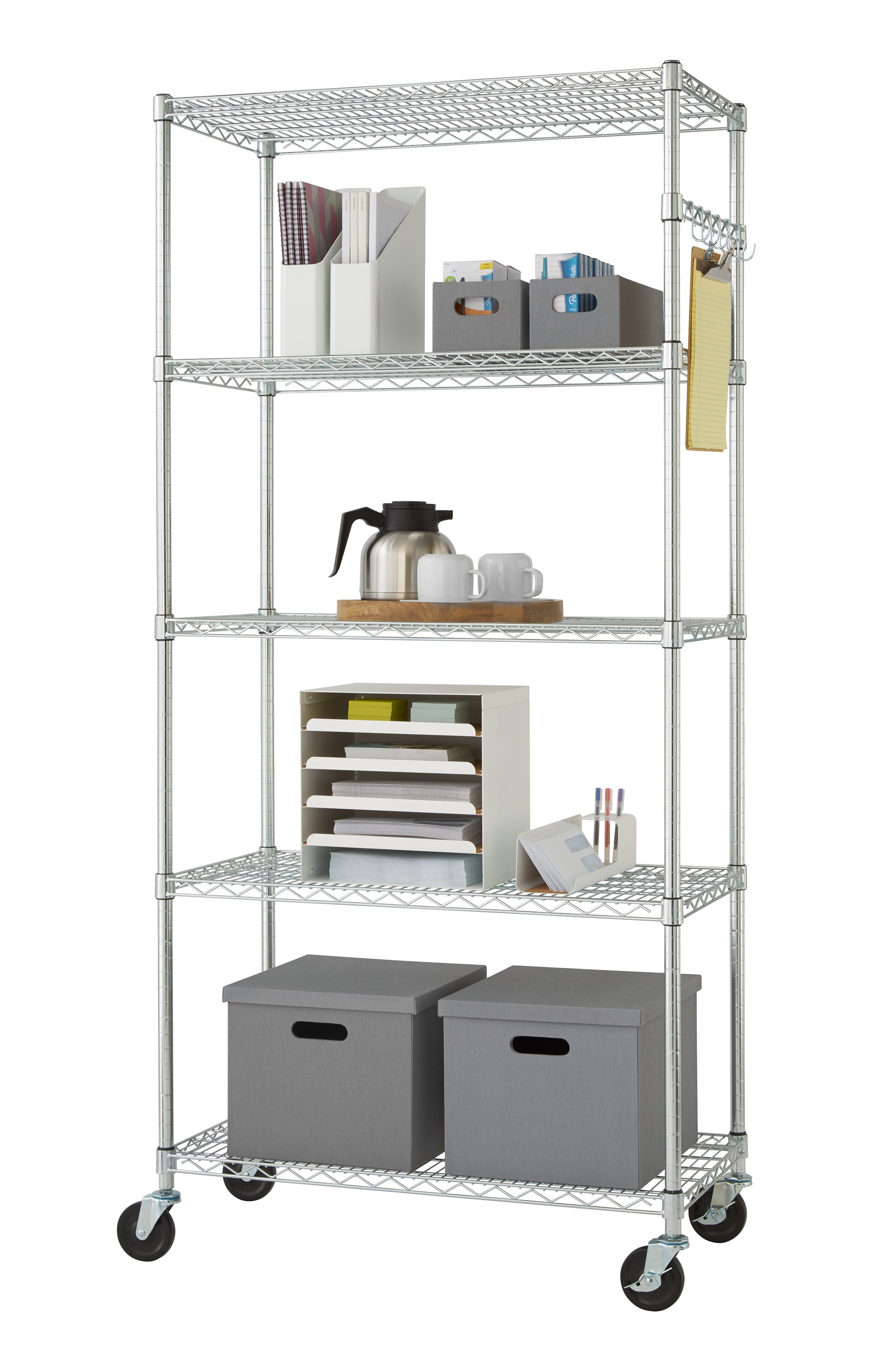 TRINITY 5-Tier Chrome Wire Shelving Rack, Adjustable, Heavy Duty ...