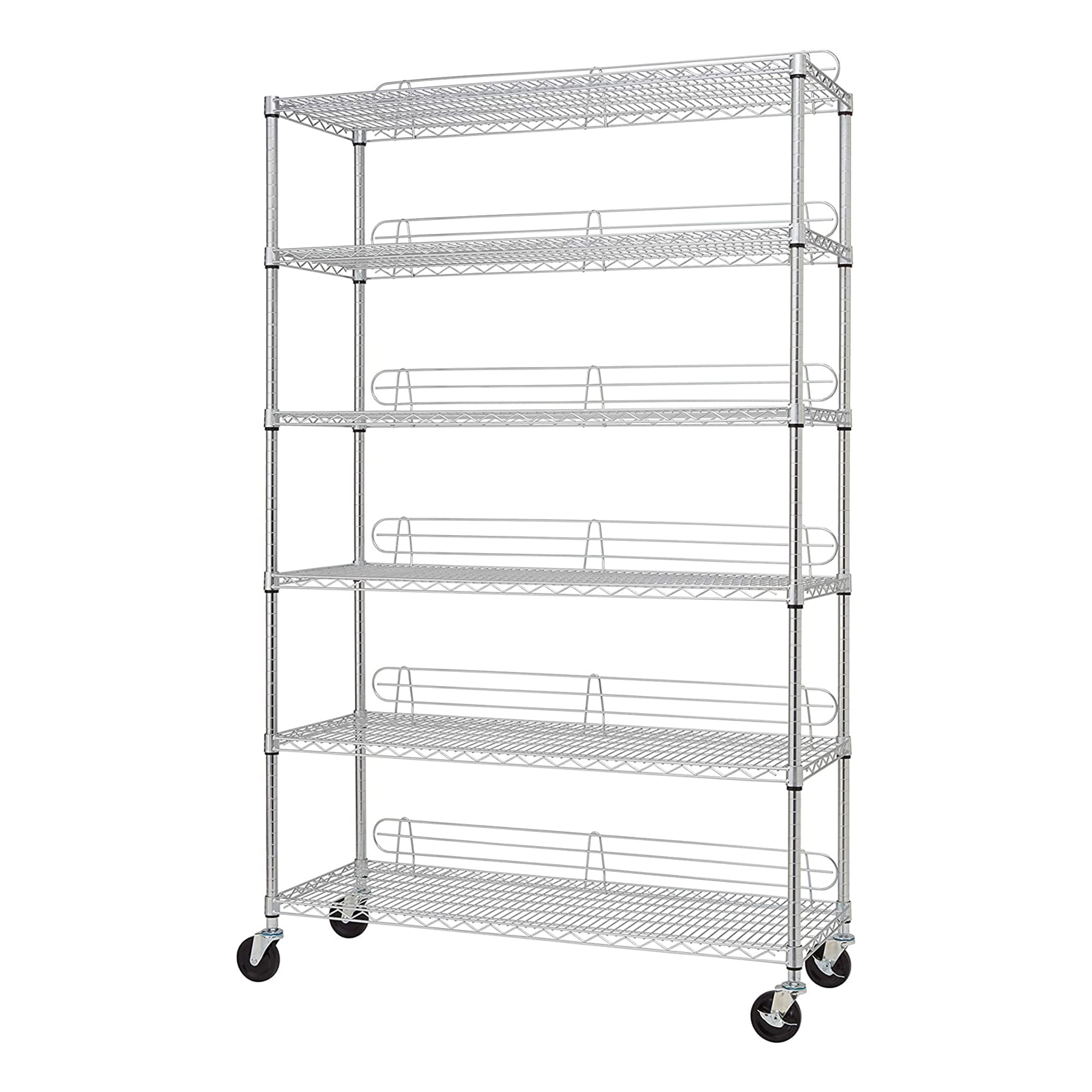 TRINITY EcoStorage 6 Tier Adjustable Wire Shelving with Wheels, Chrome ...