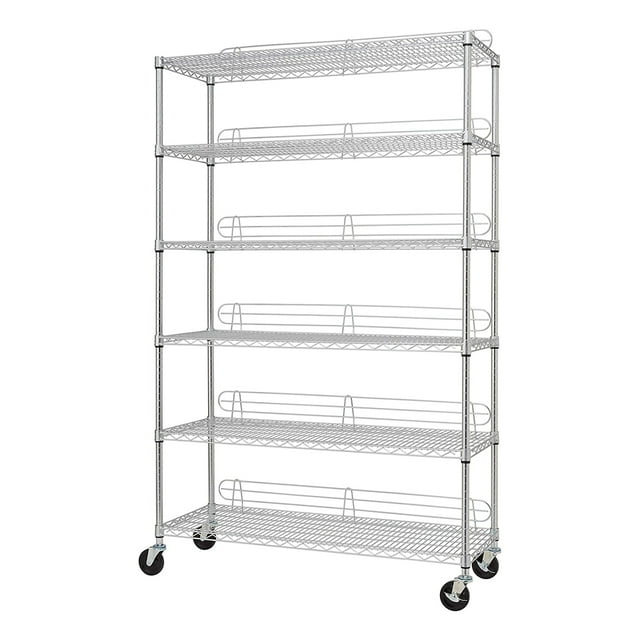 TRINITY EcoStorage 6 Tier Adjustable Wire Shelving with Wheels, Chrome ...