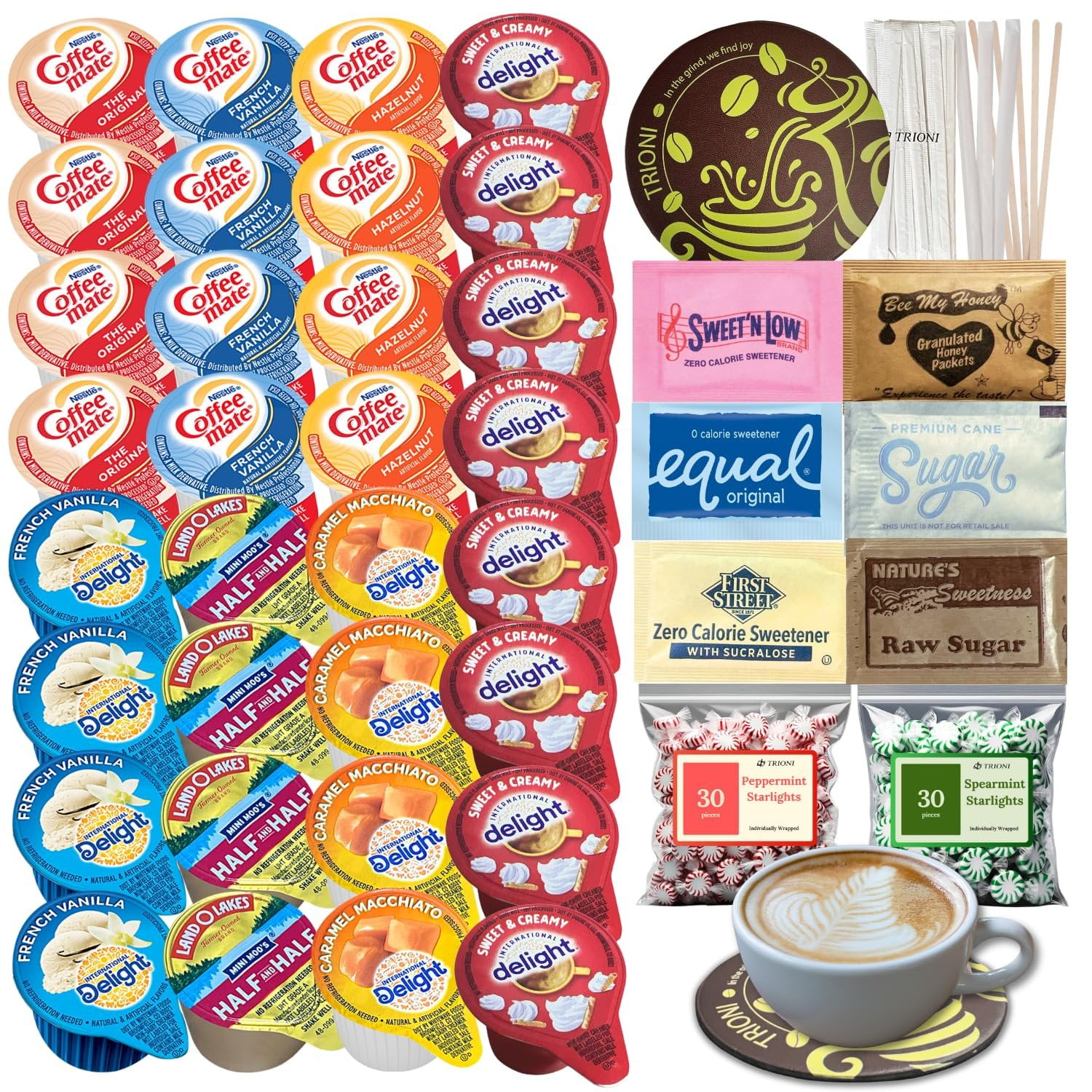 TRIONI Coffee Creamer Singles, Sugar, Sweetener and Honey Packets ...