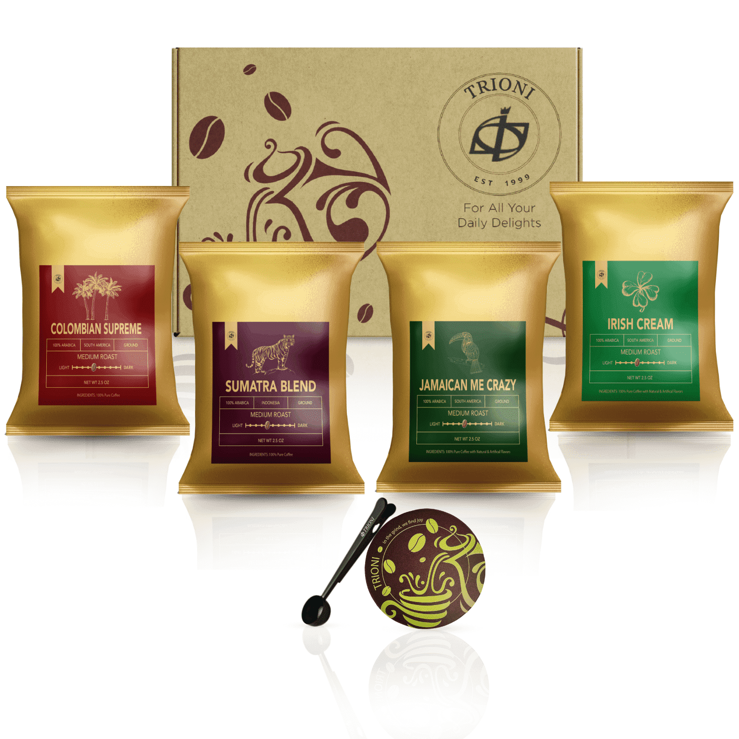 TRIONI Flavored Ground Coffee Medium Roast Packets - Irish Cream ...