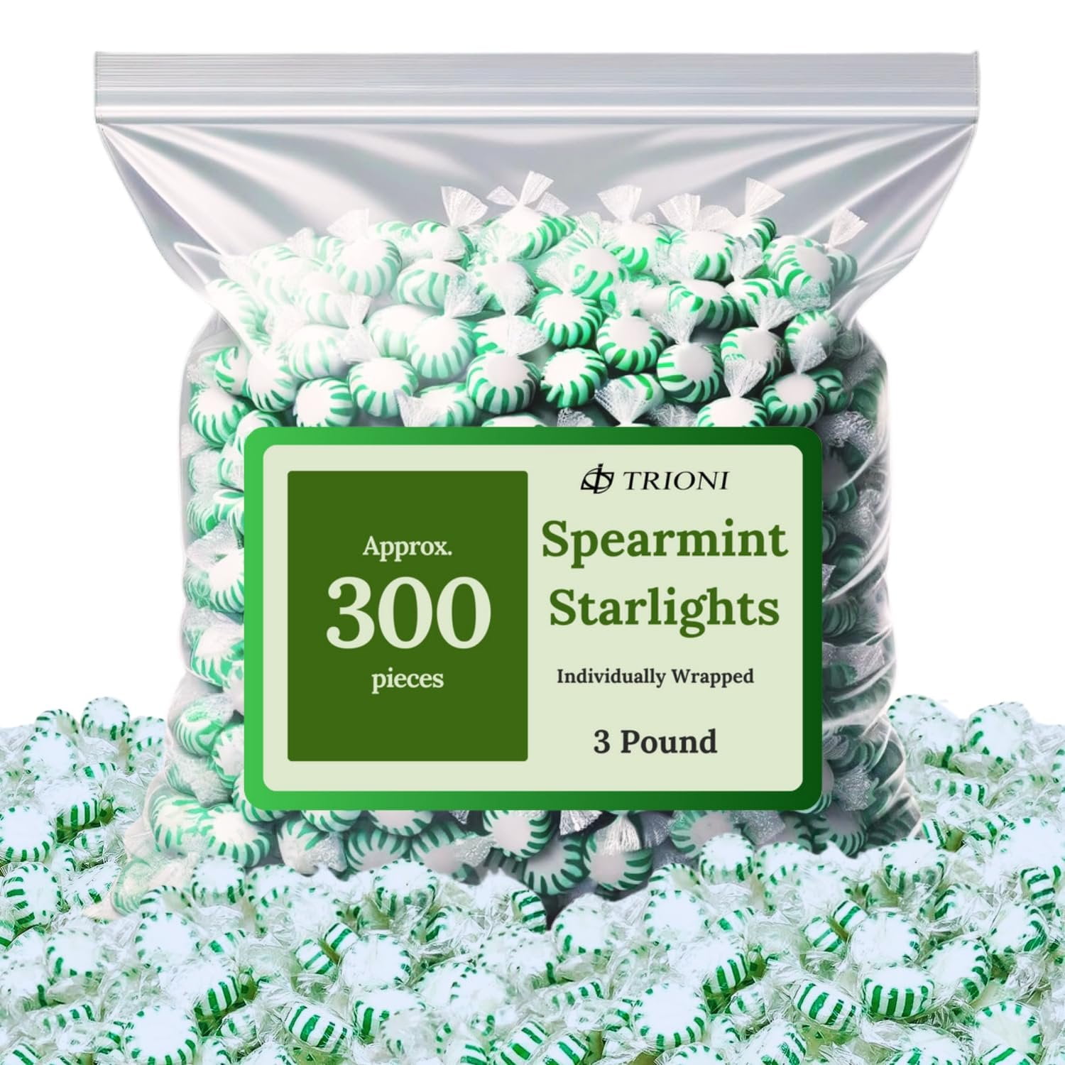 TRIONI Starlight Spearmint Candy Individually Wrapped - 3LB - Walmart.com
