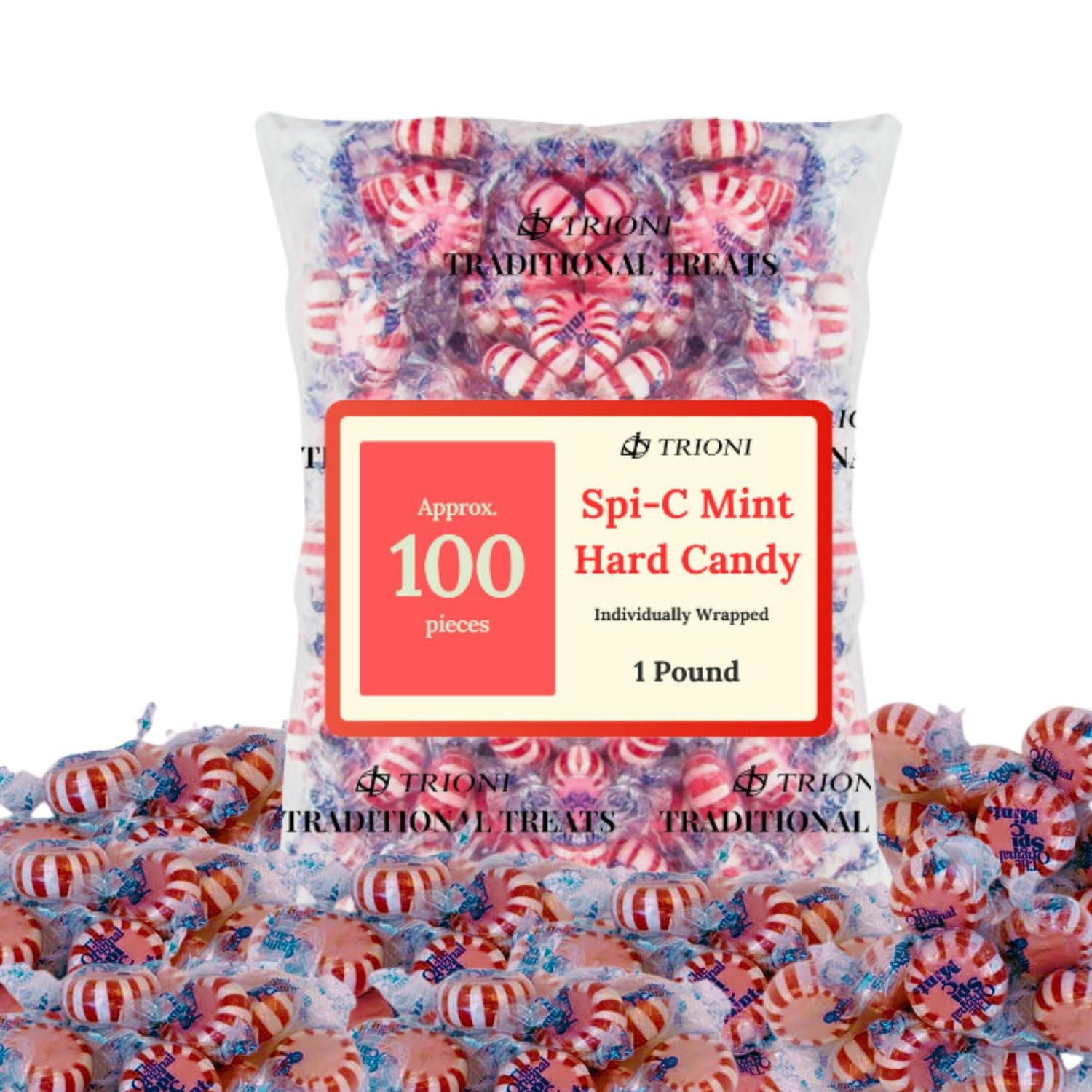 TRIONI Spi-C Peppermints Individually Wrapped Candy Mints - 1LB ...