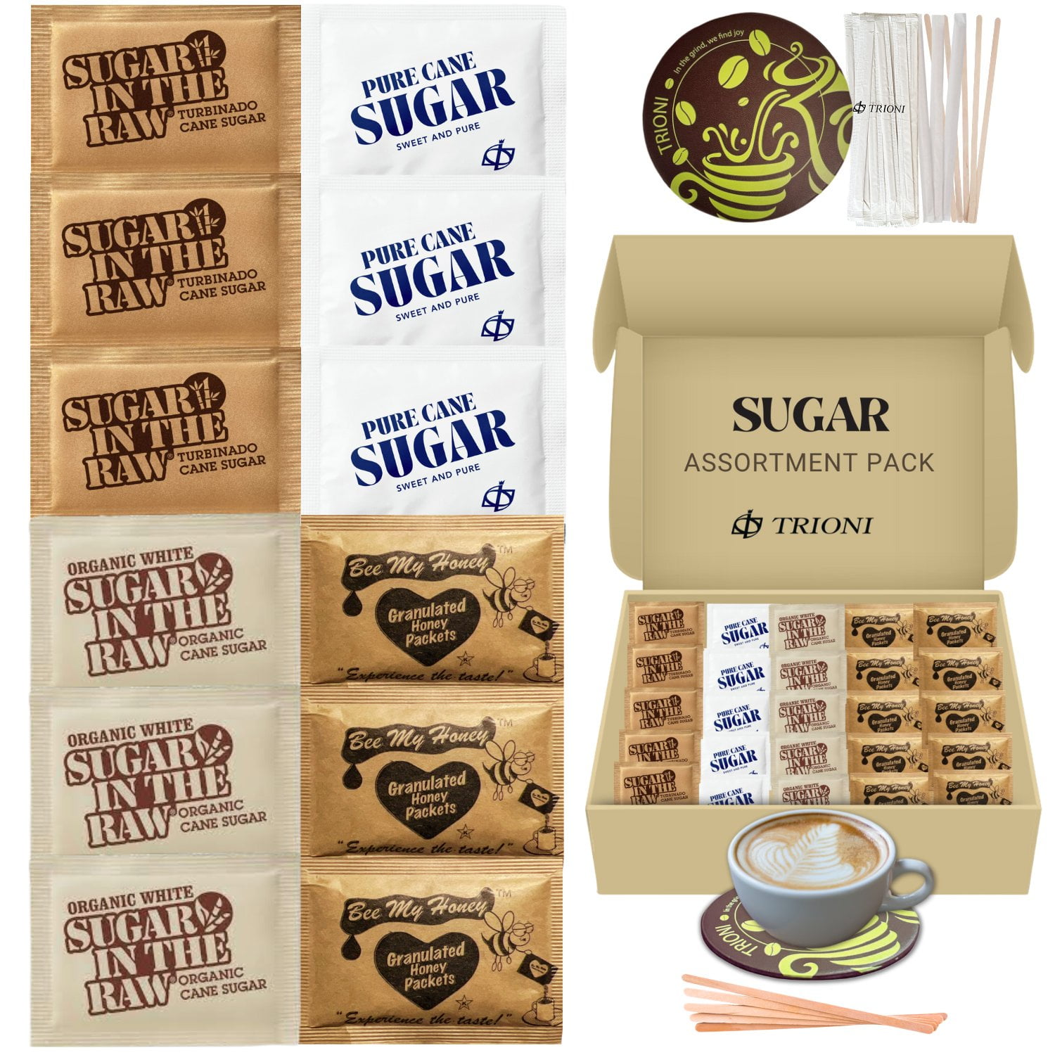 Sugar Packets Assortment - 421 count - Honey, Sugar in the Raw Organic ...